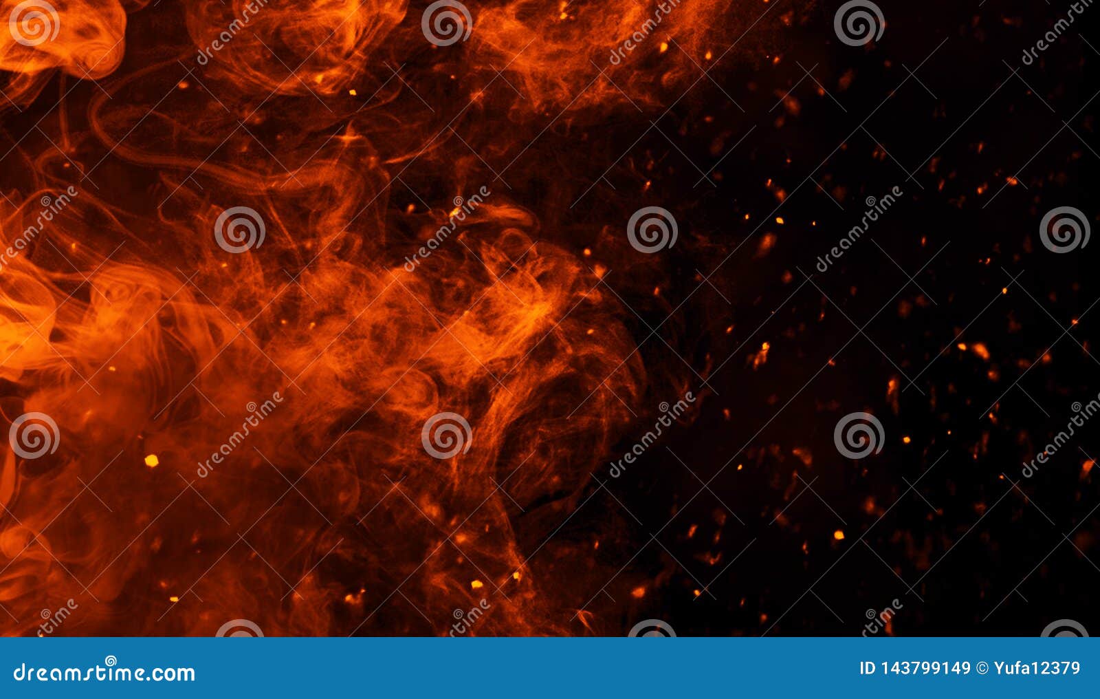 Realistic Isolated Fire Effect for Decoration and Covering on Black ...