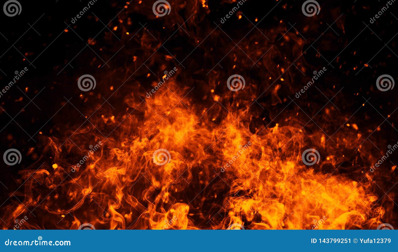 Realistic Isolated Fire Effect for Decoration and Covering on Black ...
