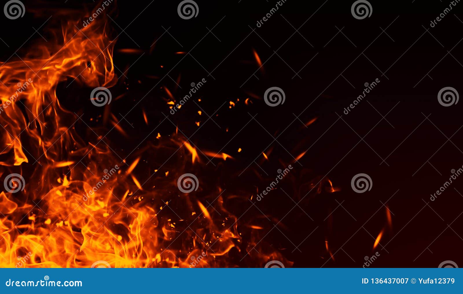 Realistic Isolated Fire Effect for Decoration and Covering on Black ...