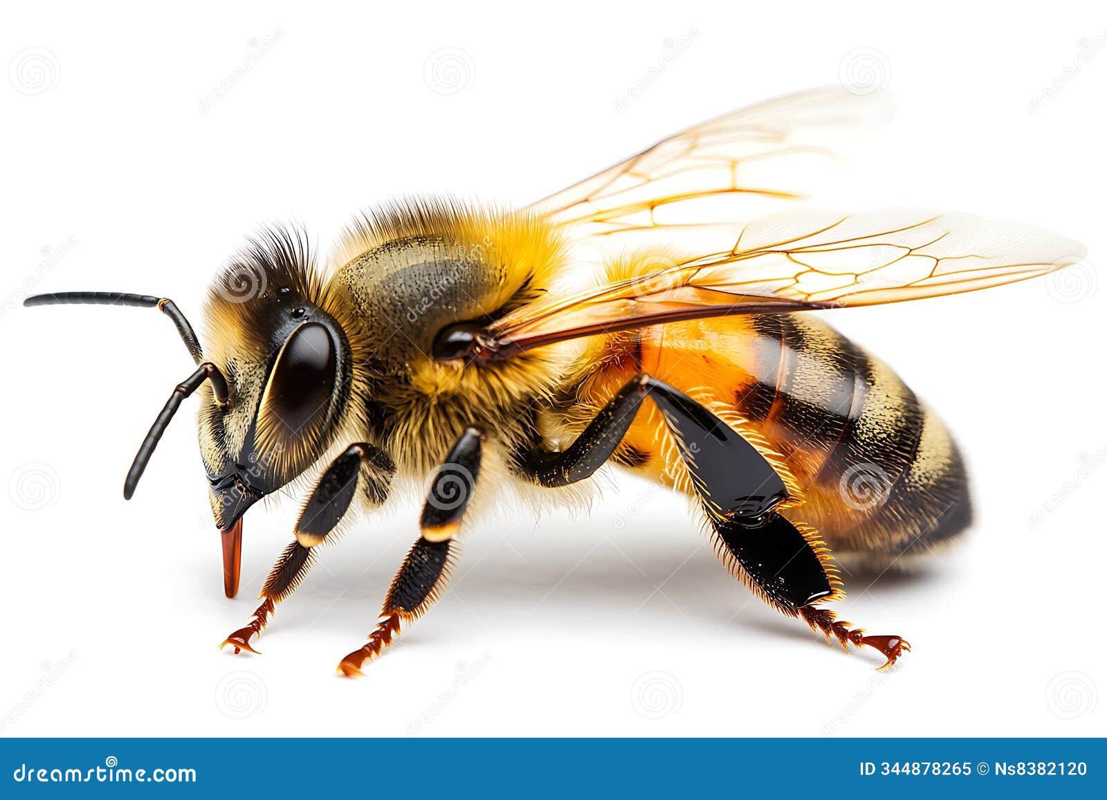 Realistic Isolated Honey Bee Art with Stunning Stock Illustration ...
