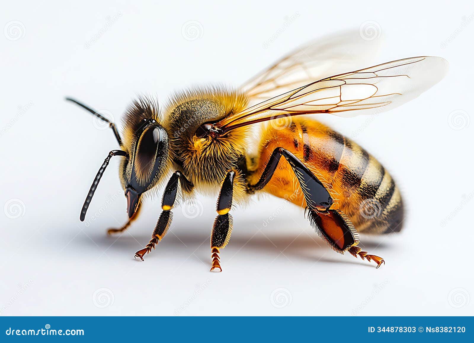 Realistic Isolated Honey Bee Art with Stunning Stock Illustration ...