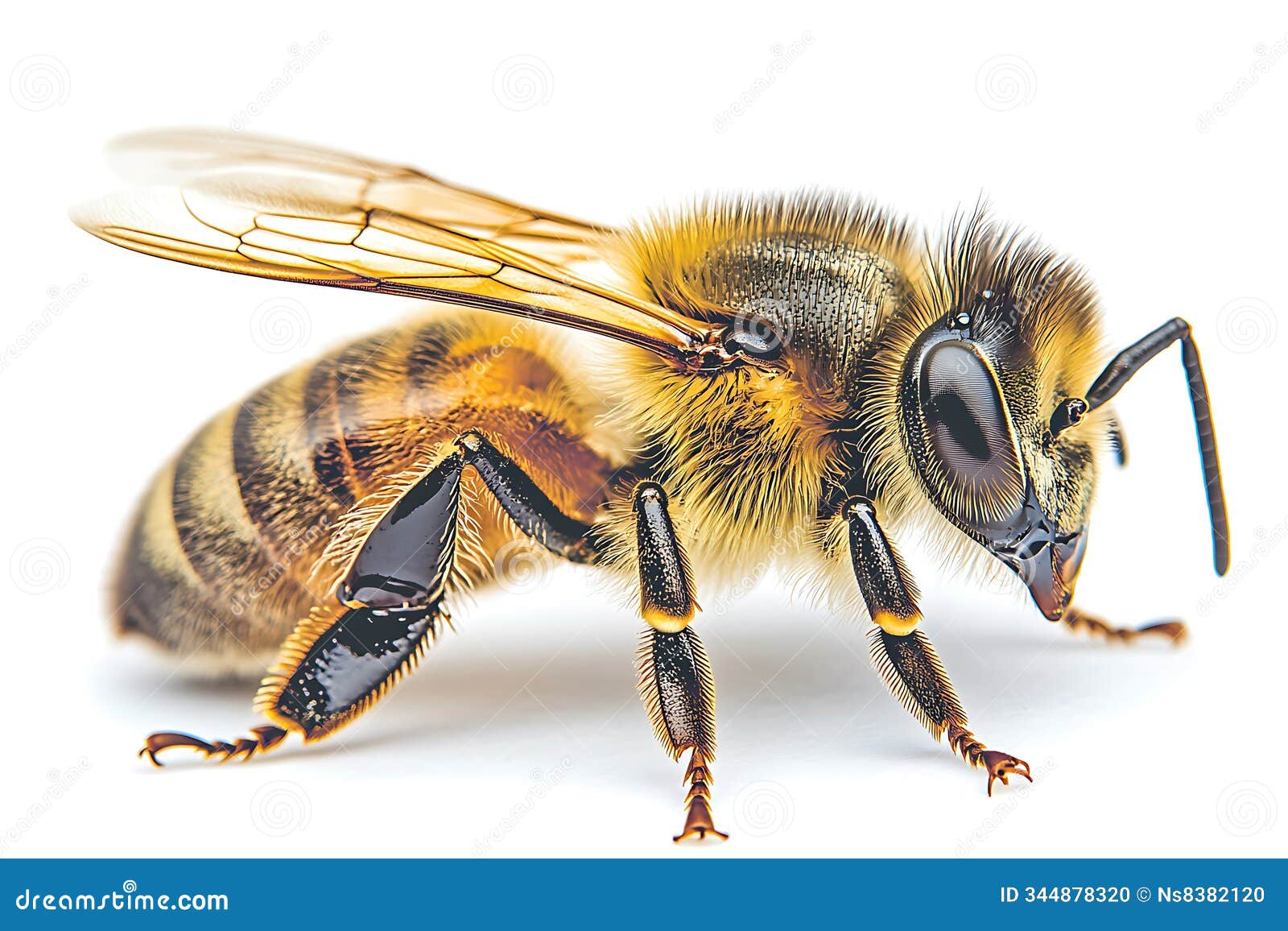 Realistic Isolated Honey Bee Art with Stunning Stock Illustration ...