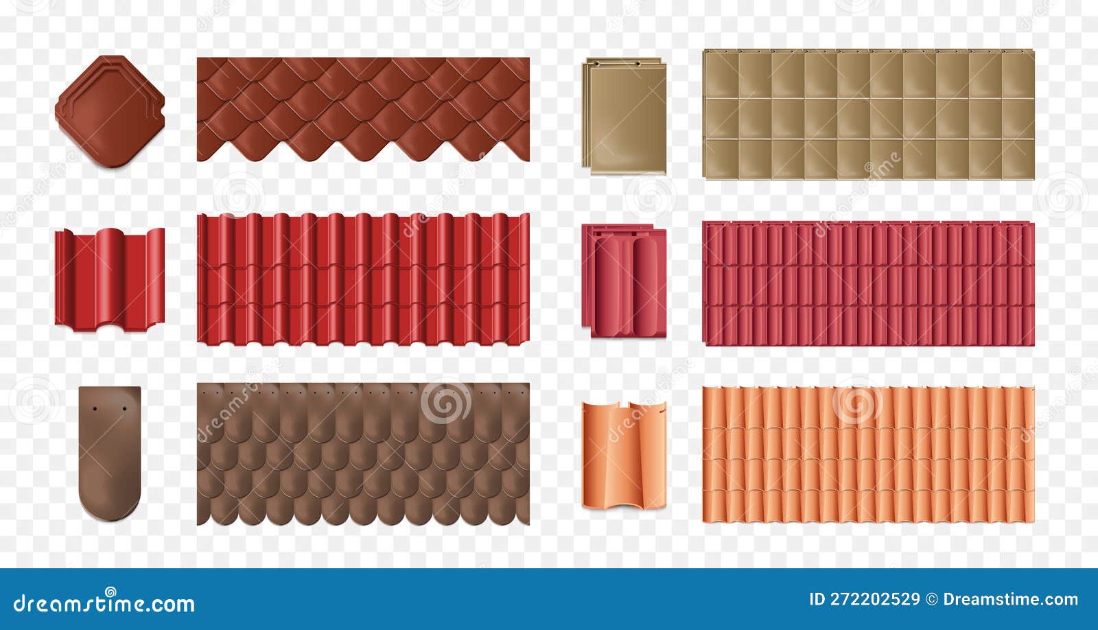 Realistic Isolated Tile Roof Icon Set Stock Vector - Illustration of ...