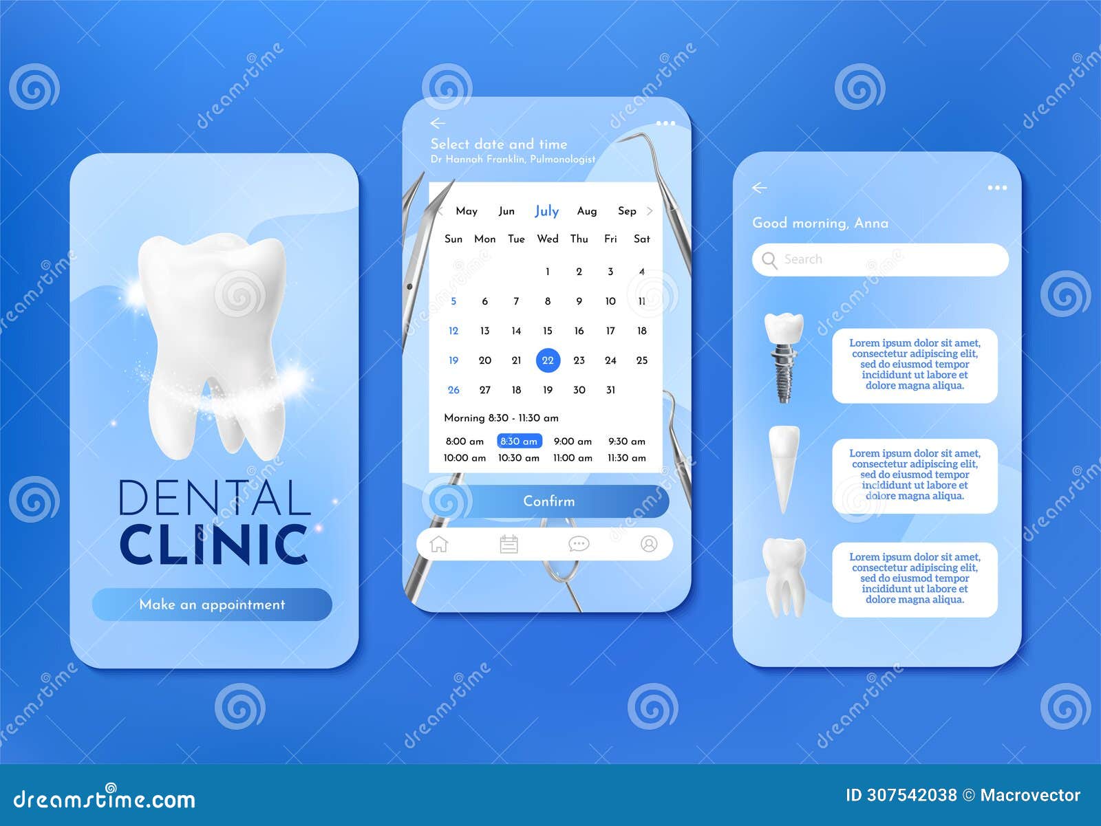 Realistic Isometric Dental Care App Design Stock Illustration ...