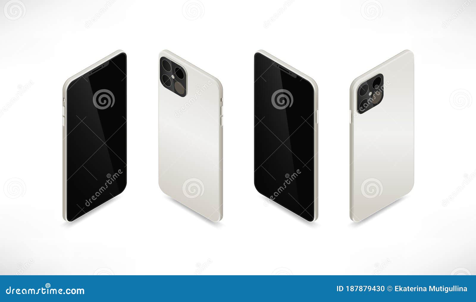 Realistic Isometric Smartphone Front and Side View. 3d Metallic Gray ...