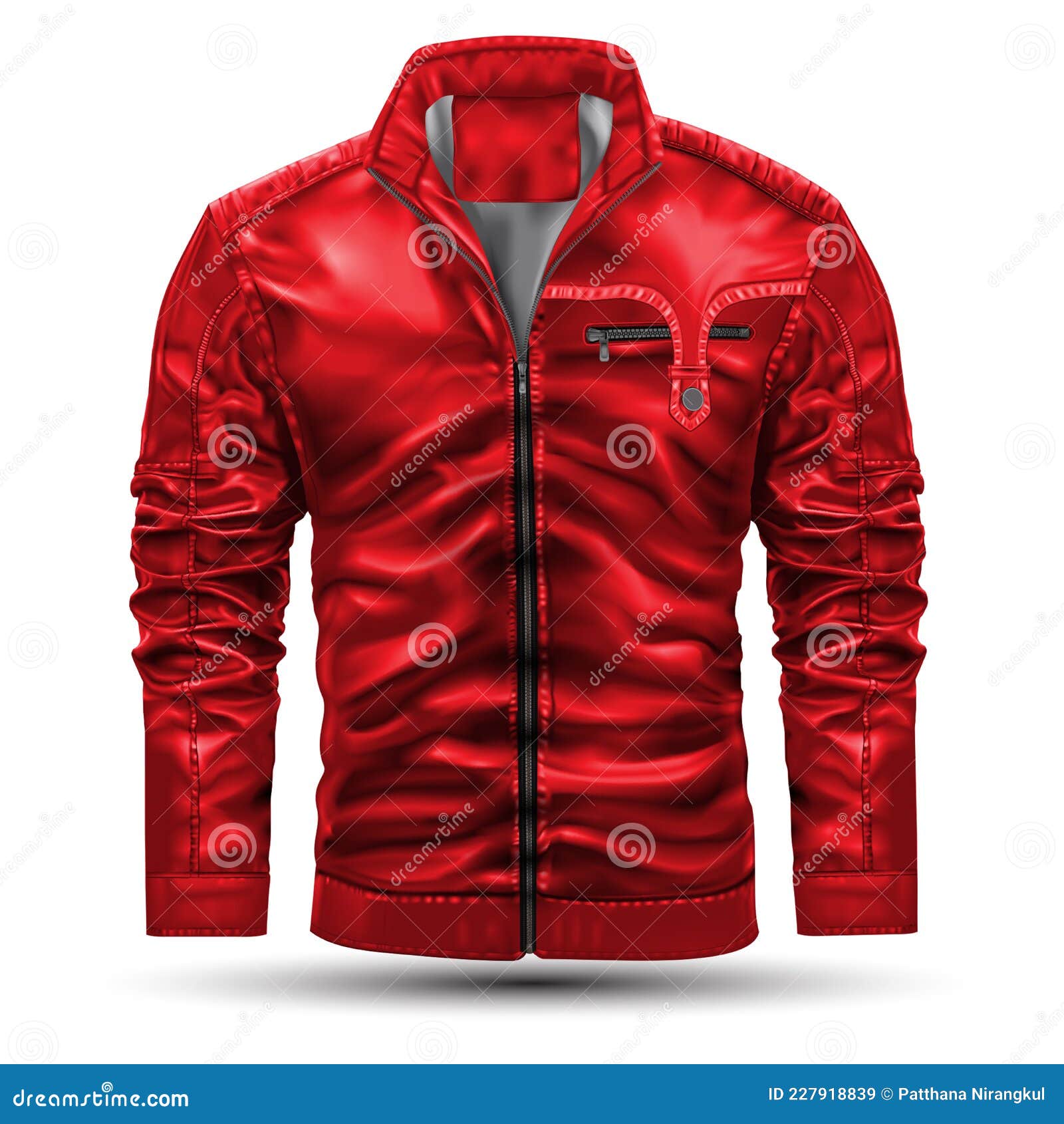Realistic Jacket Leather Red on White Background Vector Stock Vector ...