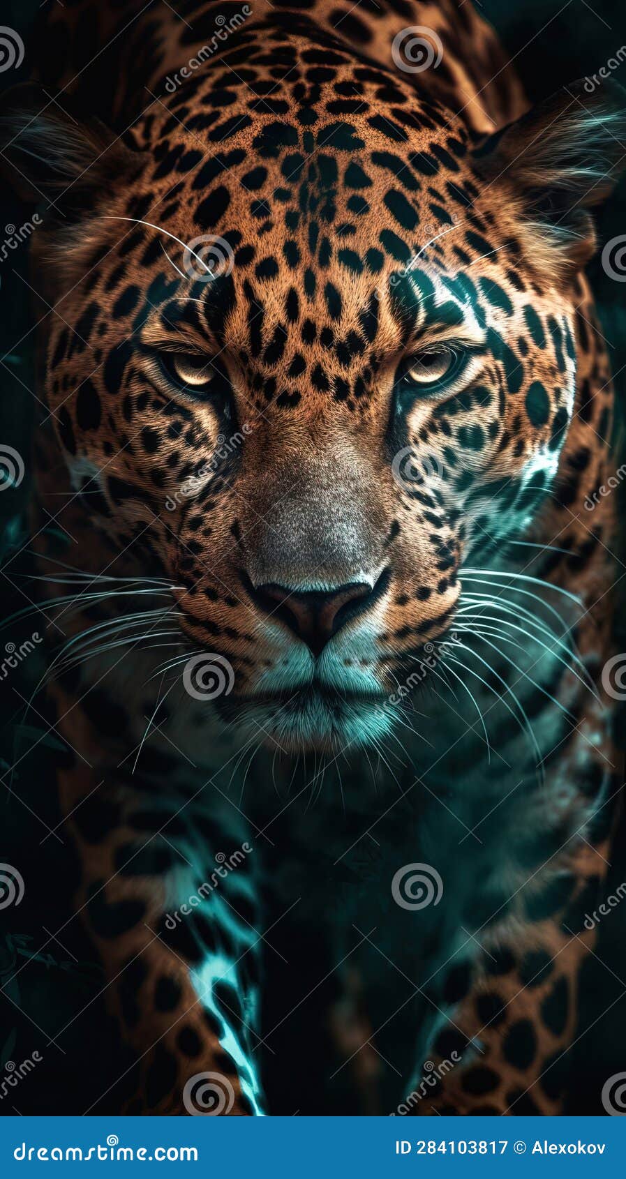 Realistic Jaguar on Dark Background. Generative AI Stock Illustration ...