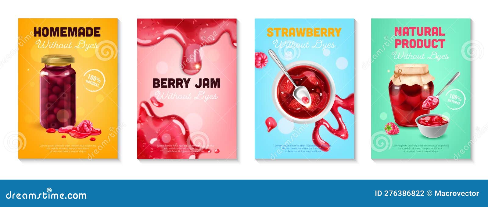 Realistic Jam Poster Set stock vector. Illustration of transparent ...