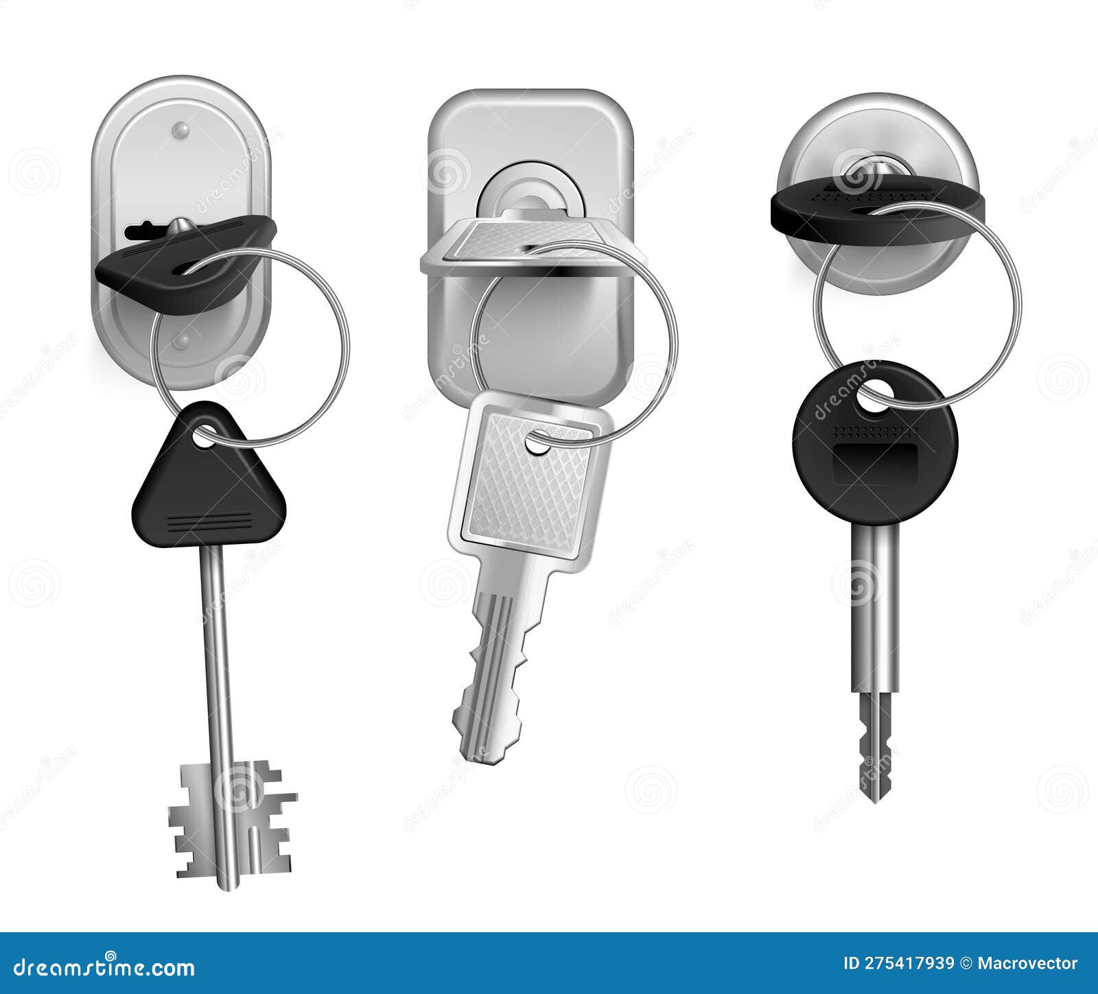 Realistic Keys And Locks. 3d Isolated Metal Door Locks, Latches For ...