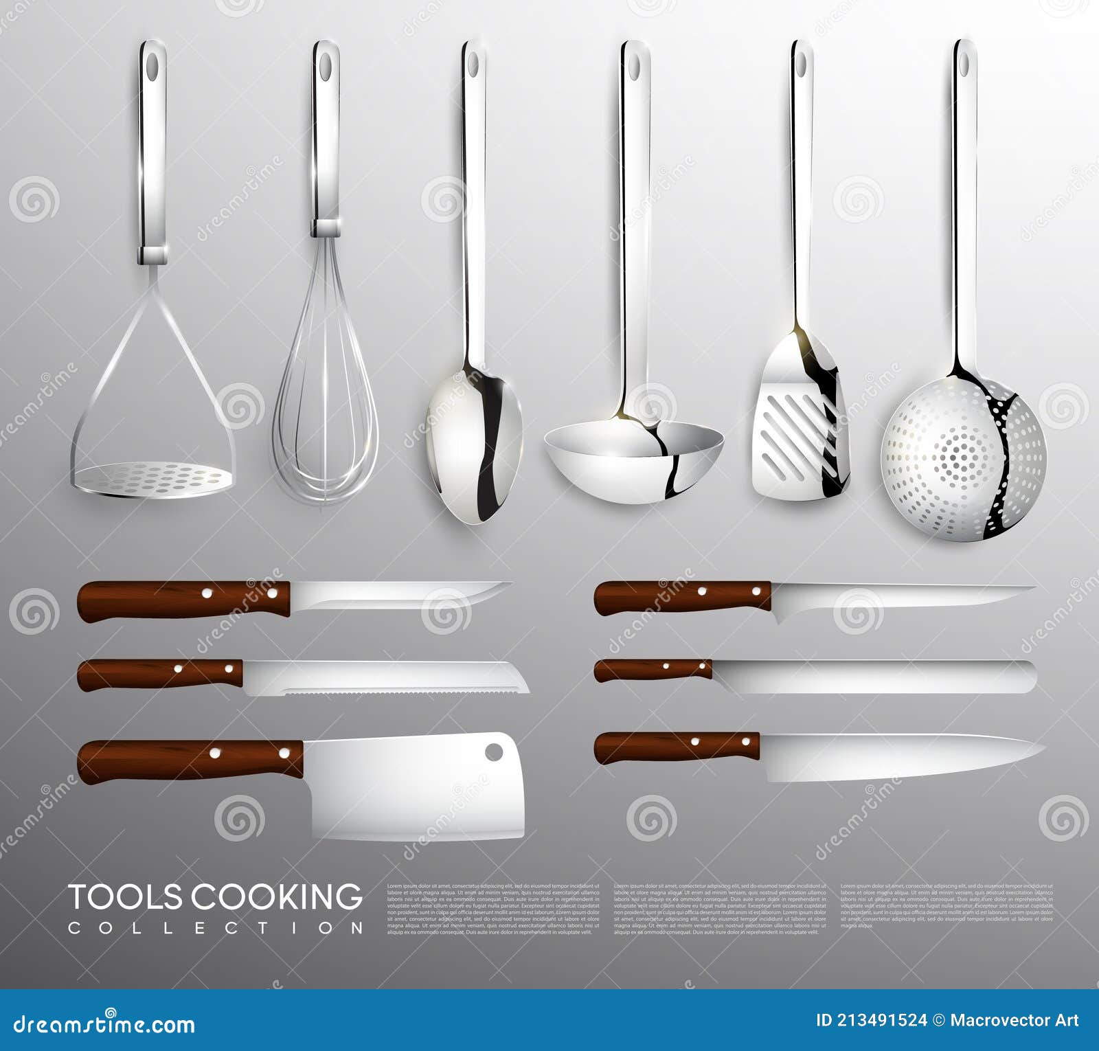 Realistic Kitchen Equipment Collection with Cooking Tools Stock Vector ...