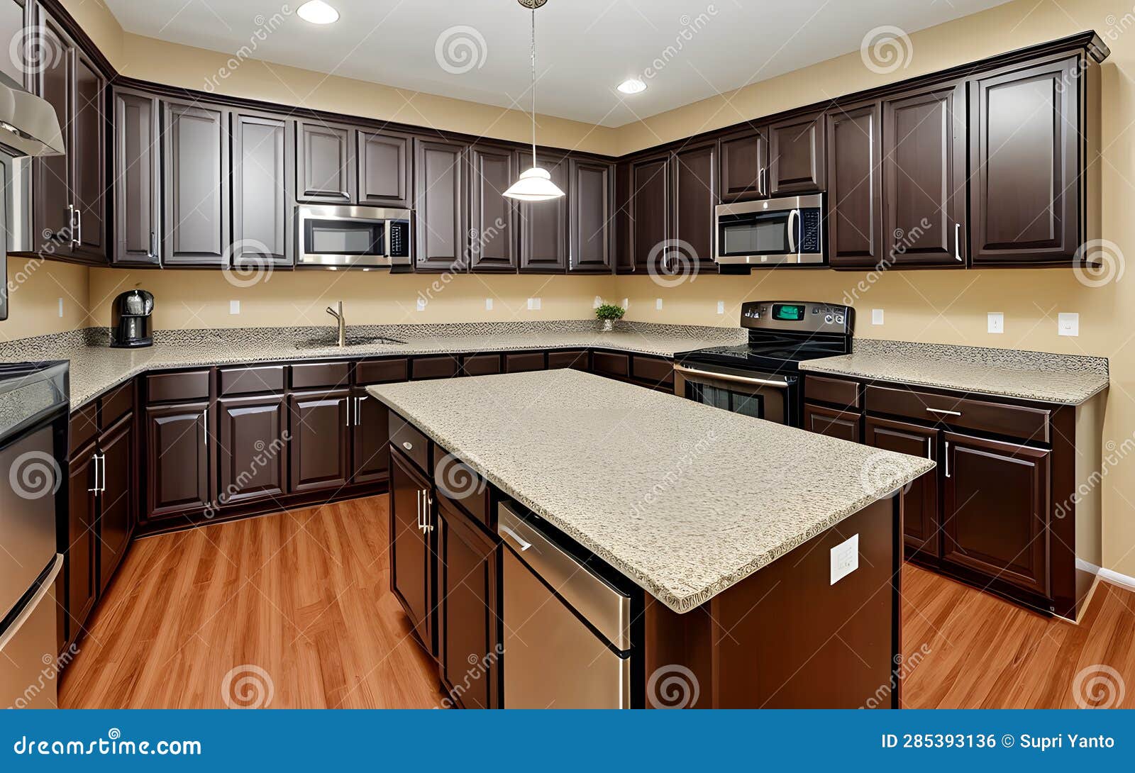 Realistic Kitchen Set Display in Stylish Minimalis Modern Stock ...