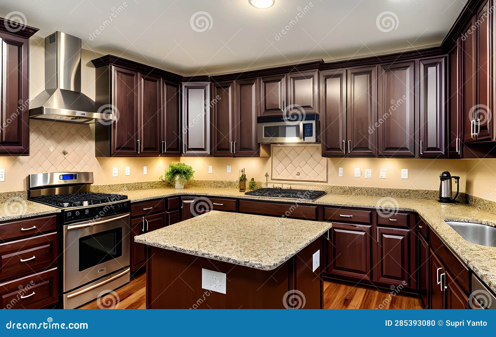 Realistic Kitchen Set Display in Stylish Minimalis Modern Stock ...