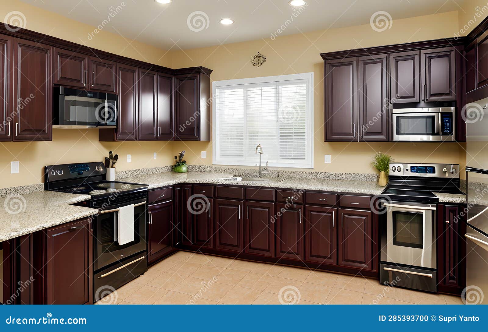 Realistic Kitchen Set Display in Stylish Minimalis Modern Stock ...