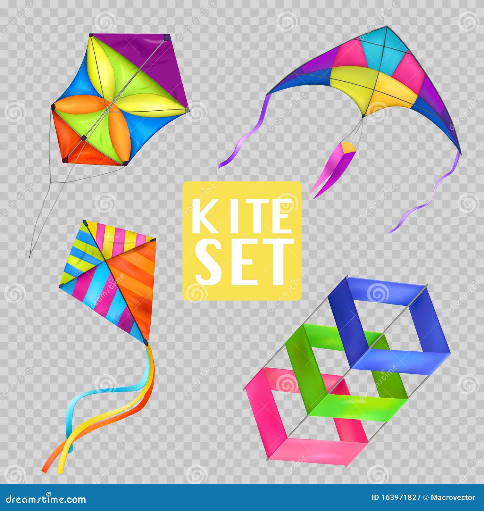 Realistic Kite Transparent Icon Set Stock Vector - Illustration of ...