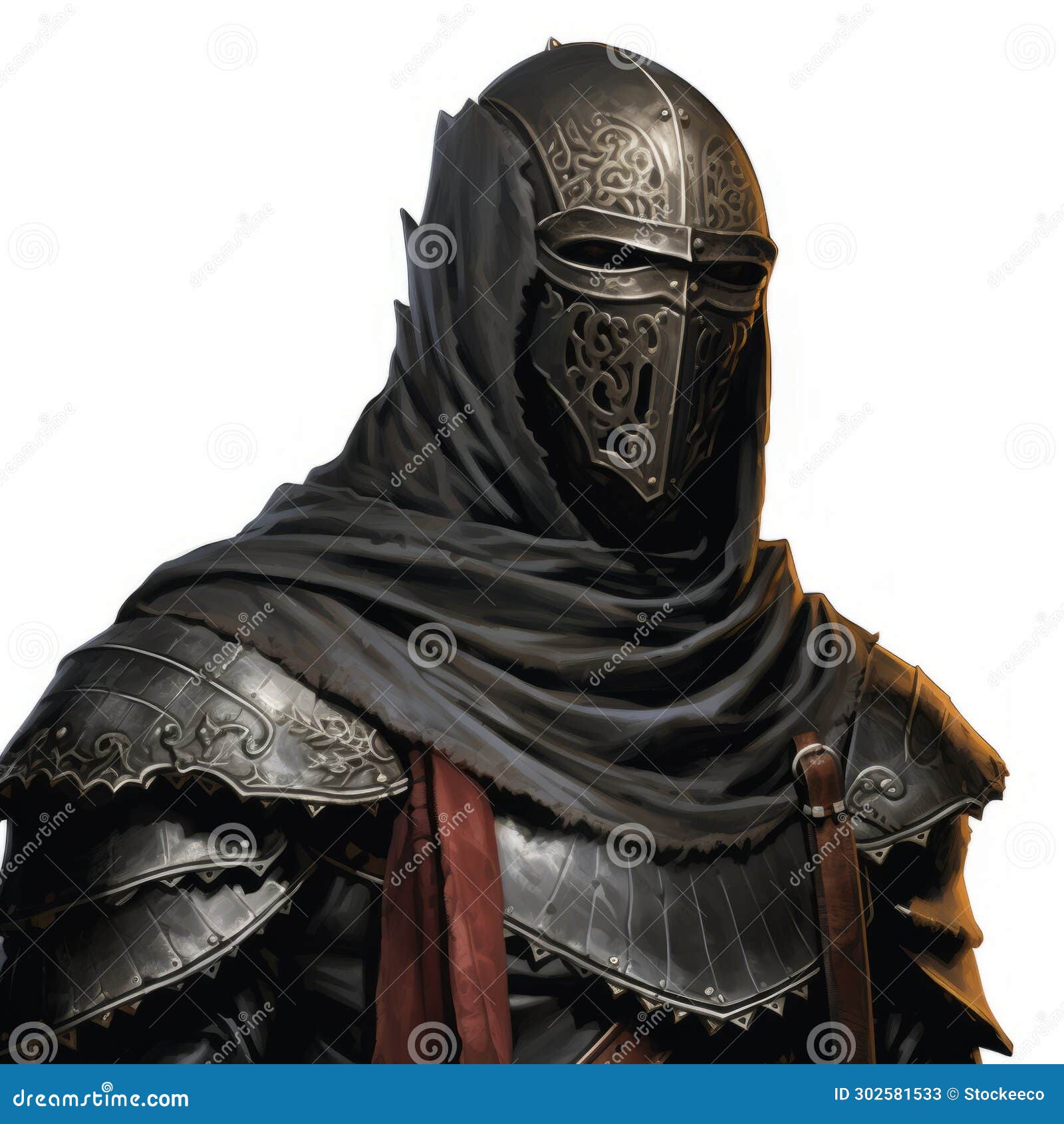 Realistic Knight in Black Armor Artwork for Dungeons and Dragons Stock ...