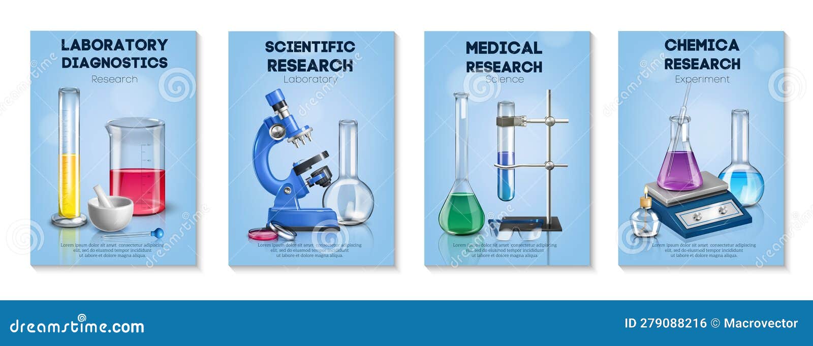 Realistic Lab Poster Set stock vector. Illustration of chemistry ...