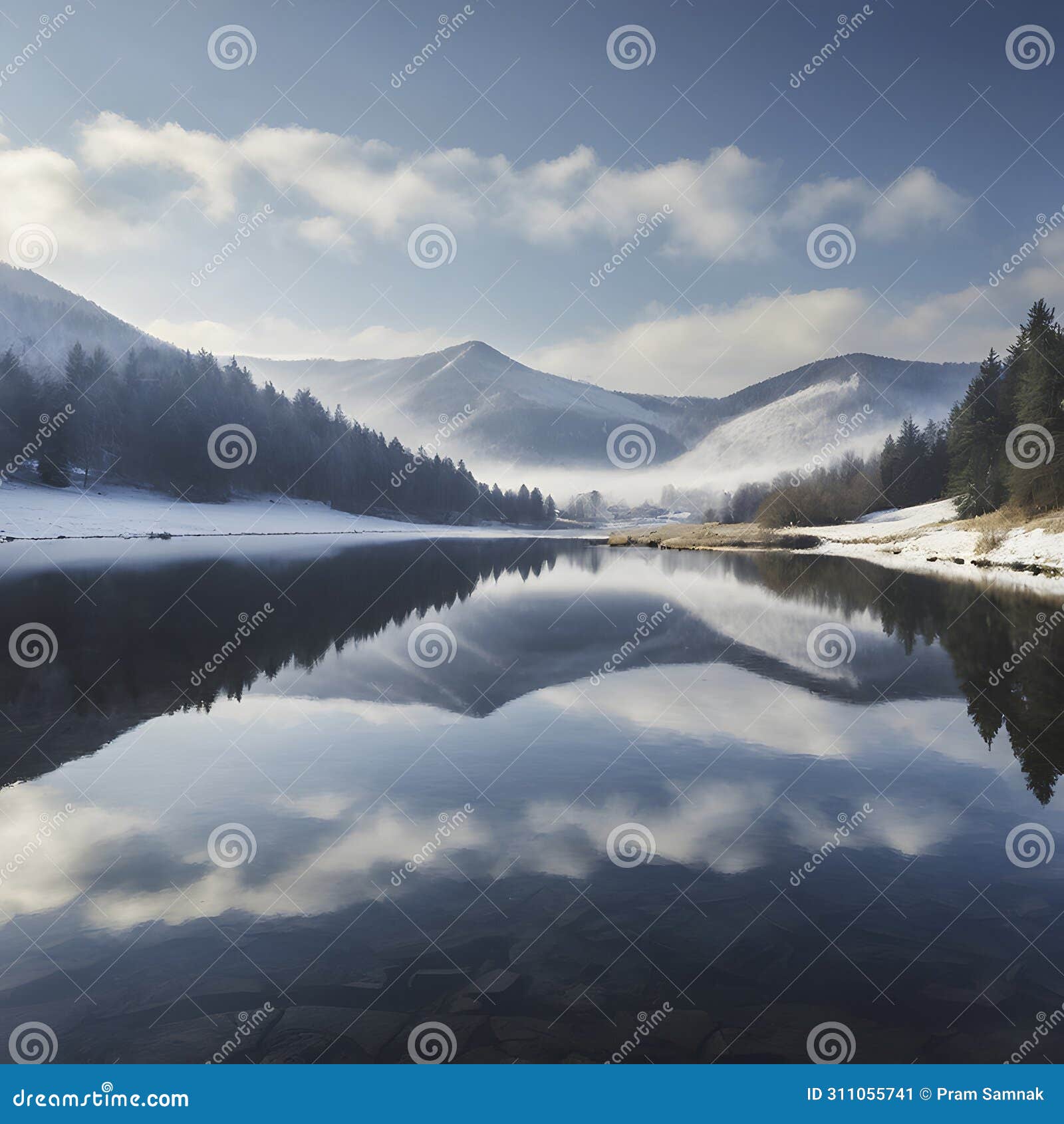 Realistic Landscapes Reflected in the Lake. AI-Generated. Stock ...
