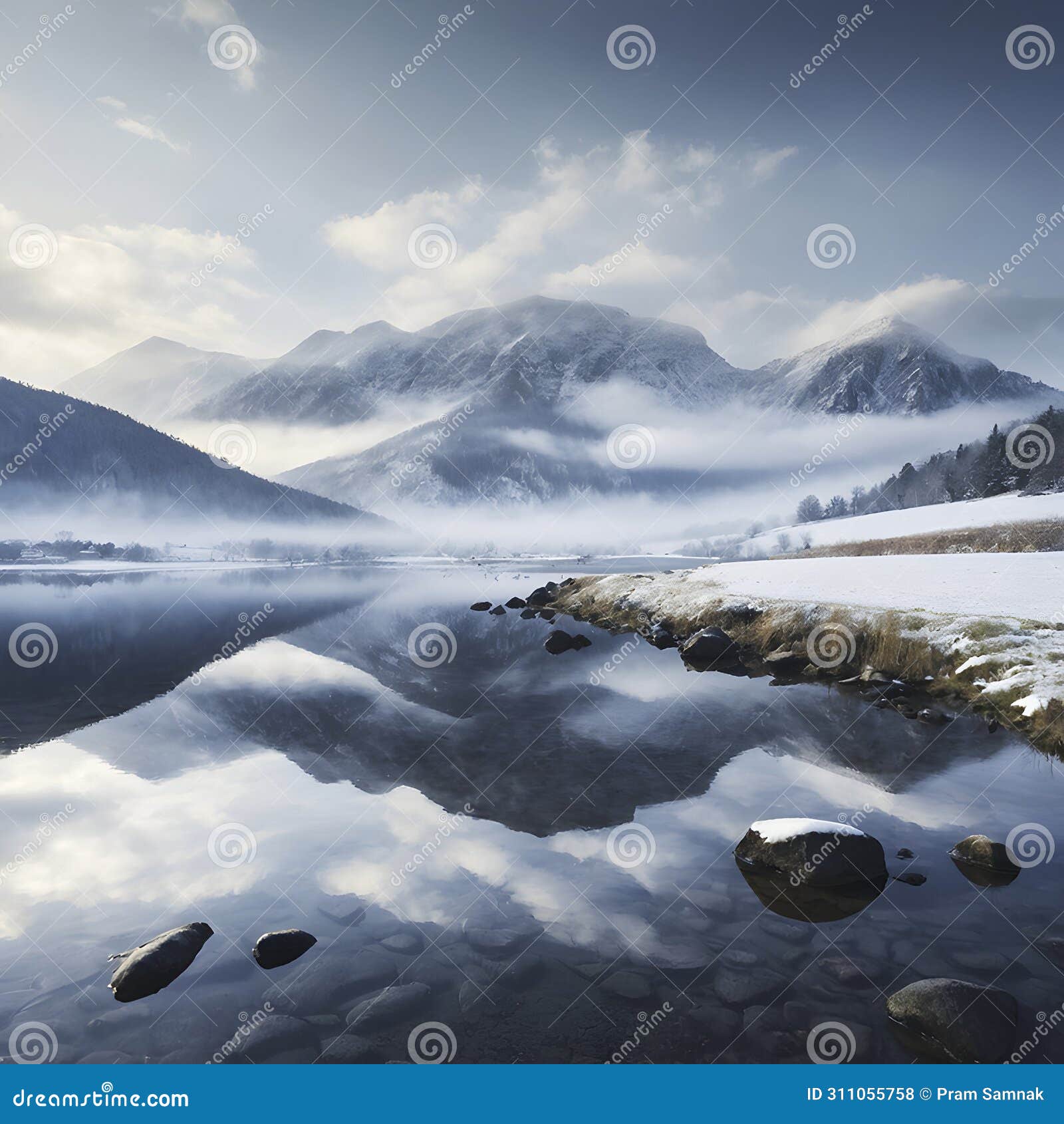 Realistic Landscapes Reflected in the Lake. AI-Generated. Stock ...
