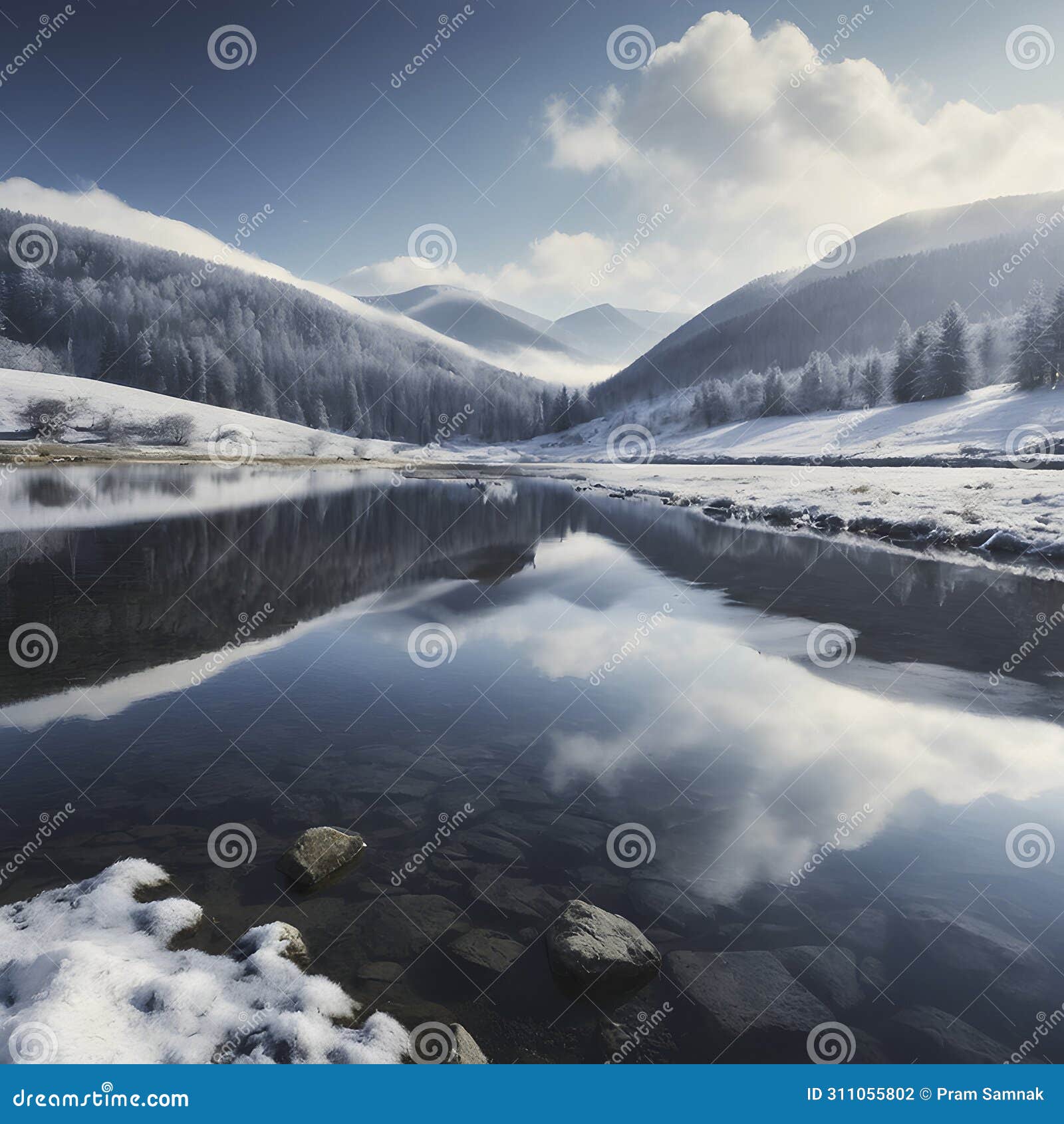 Realistic Landscapes Reflected in the Lake. AI-Generated. Stock ...