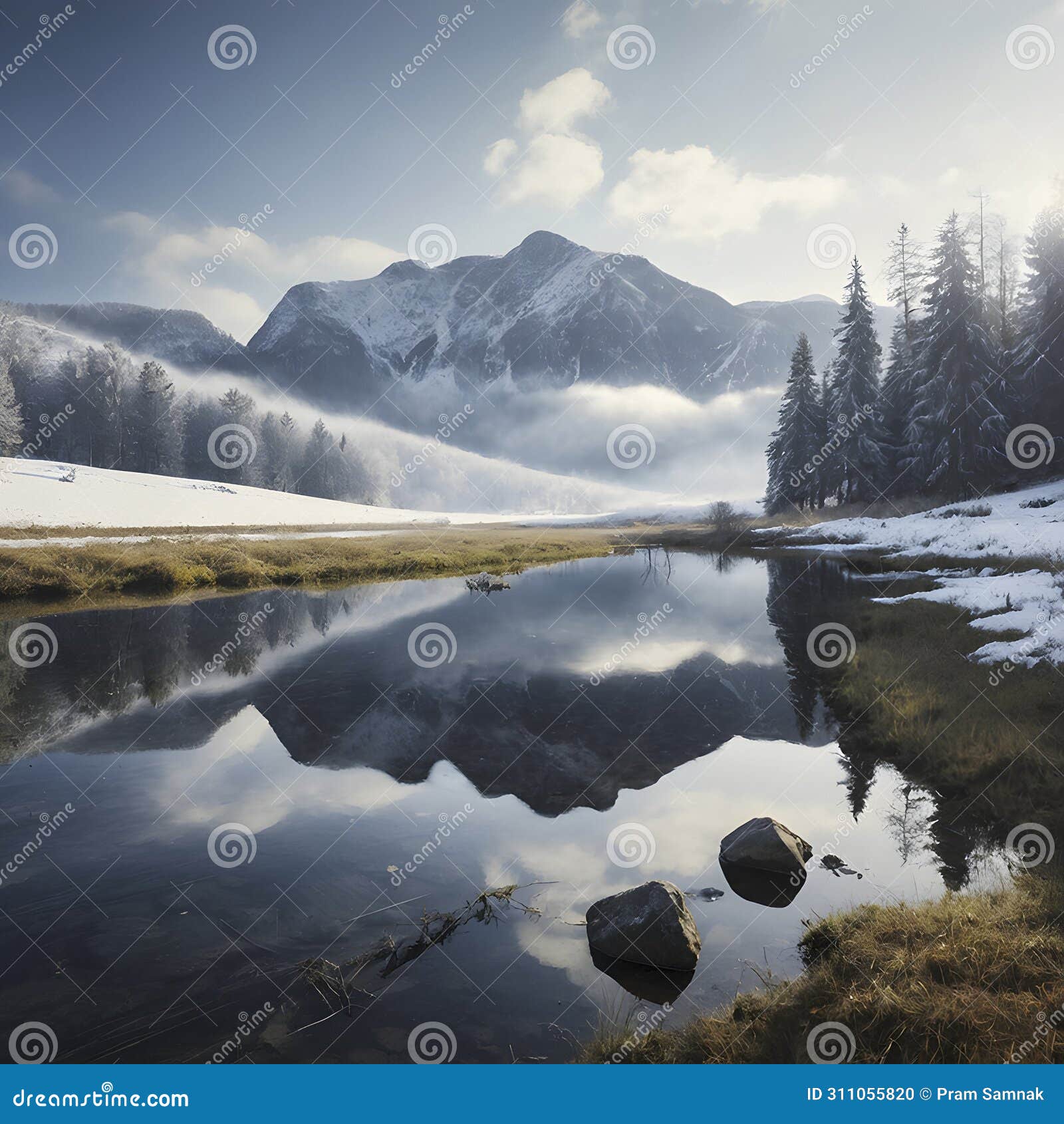 Realistic Landscapes Reflected in the Lake. AI-Generated. Stock ...