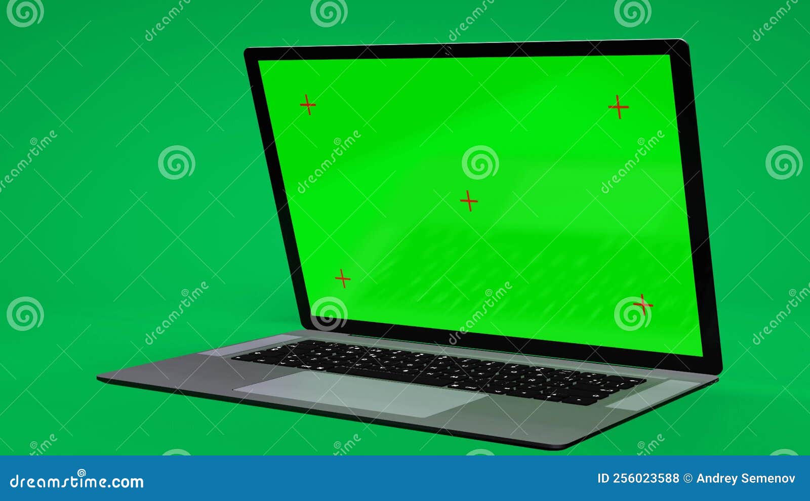 Realistic Laptop with Empty Screen Animation Isolated on Green Screen ...