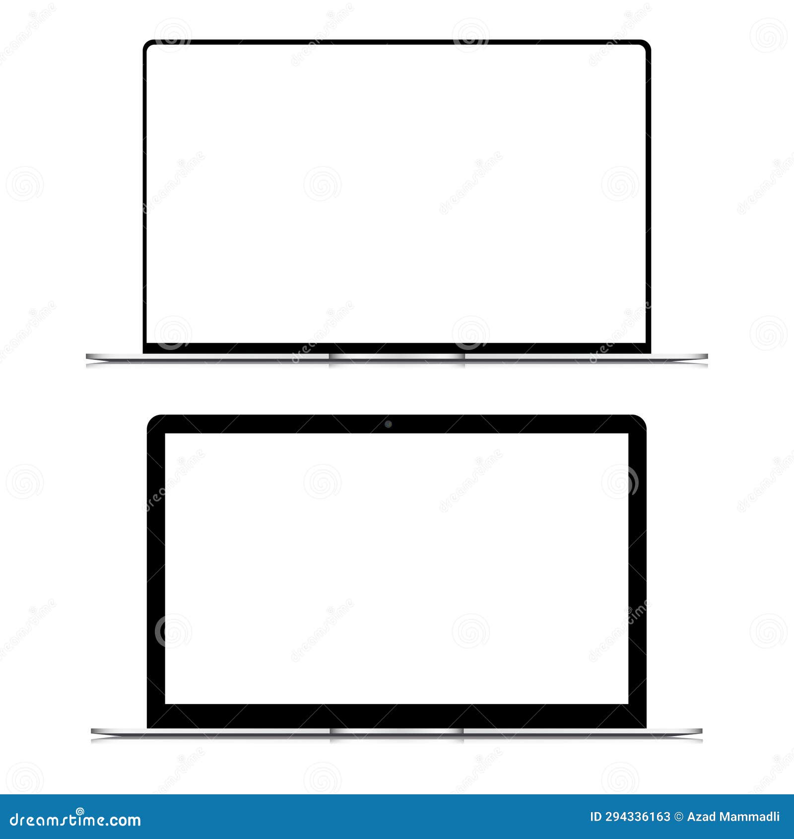 Realistic Laptop Front View. Laptop Modern Mockup. Blank Screen Display ...