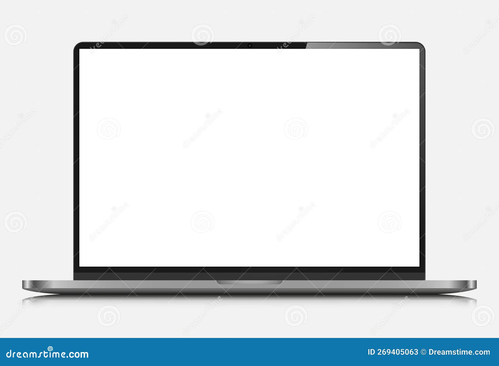 Realistic Laptop Layout with White Screen and Reflection. a Modern ...
