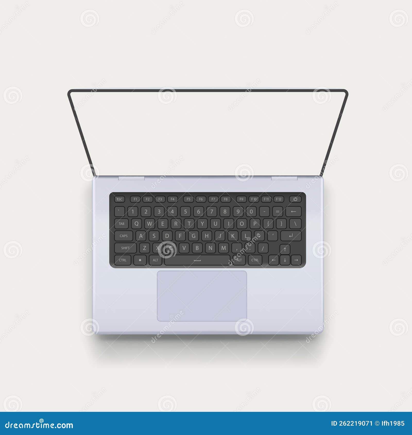 Realistic Laptop View from Top on White Stock Vector - Illustration of ...