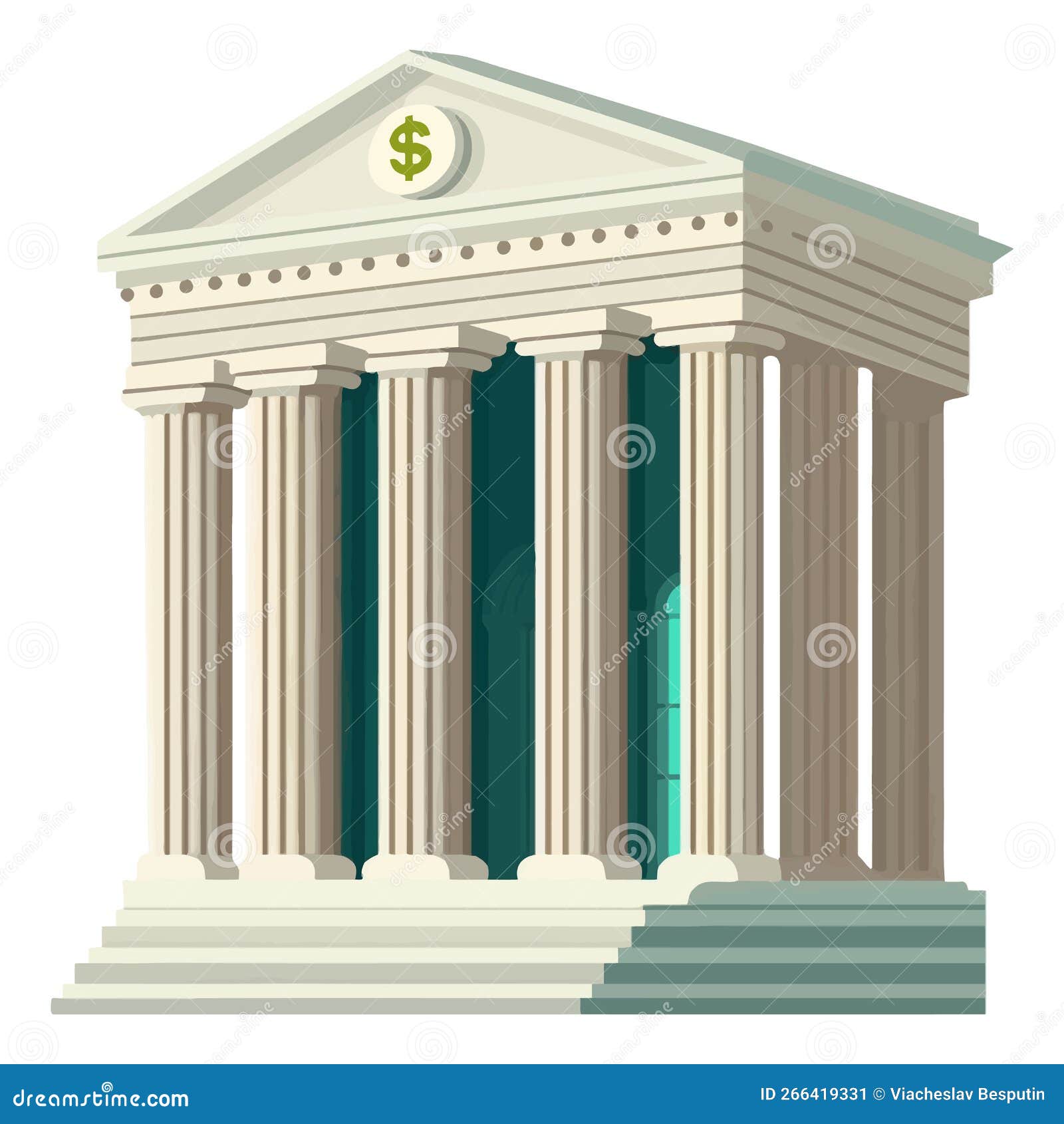 Realistic Large Bank Building in Classical Style with Columns. Stock ...