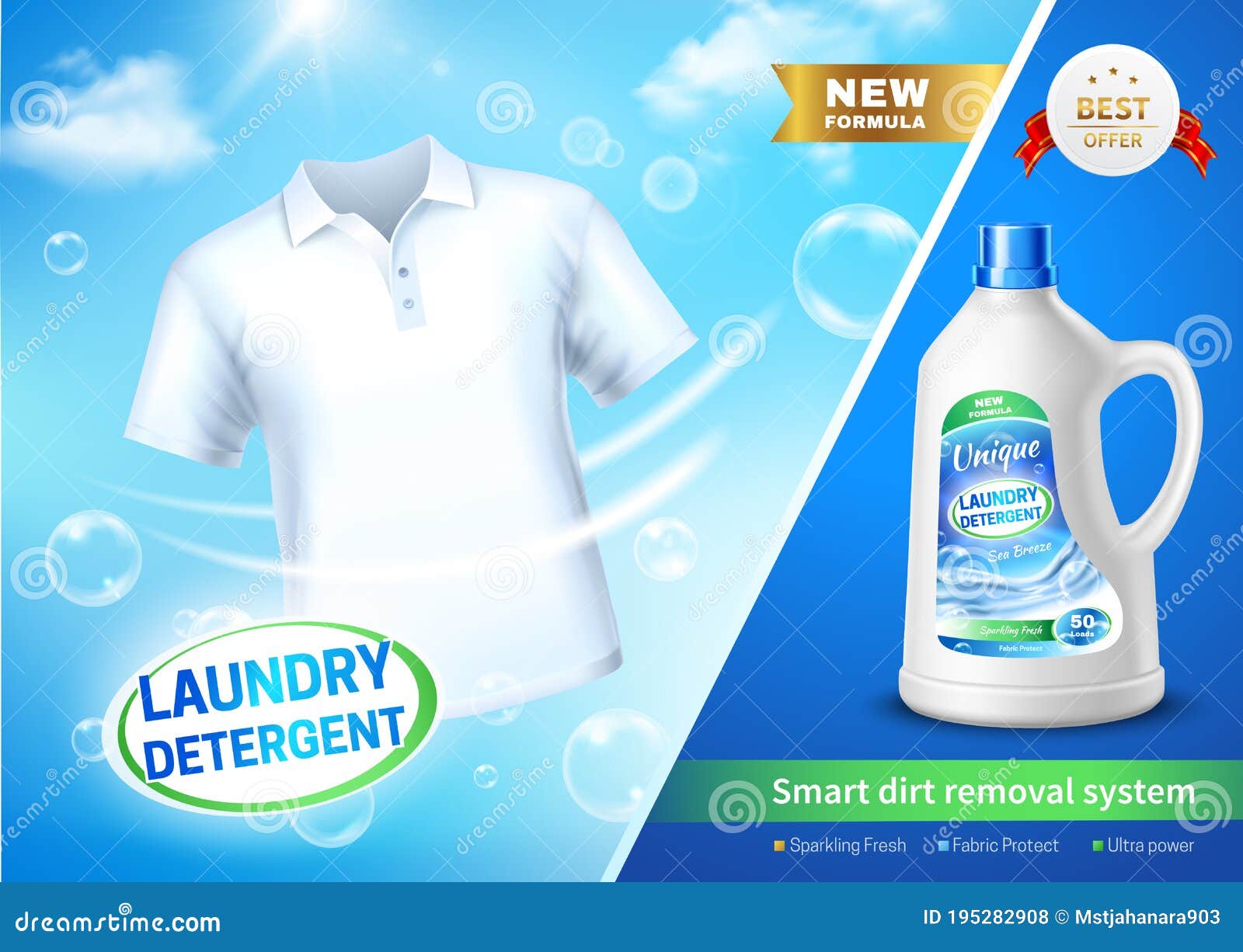 Realistic Laundry Detergent AD Poster Stock Vector - Illustration of ...
