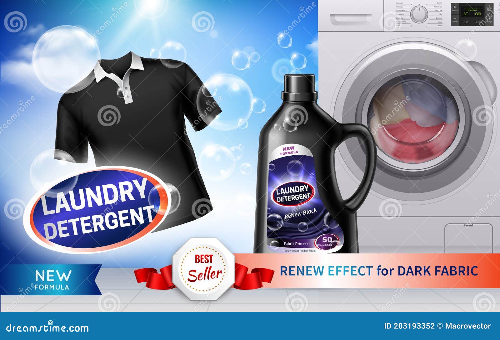 Realistic Laundry Detergent Fabric Softener. Tube Container Ad Poster ...