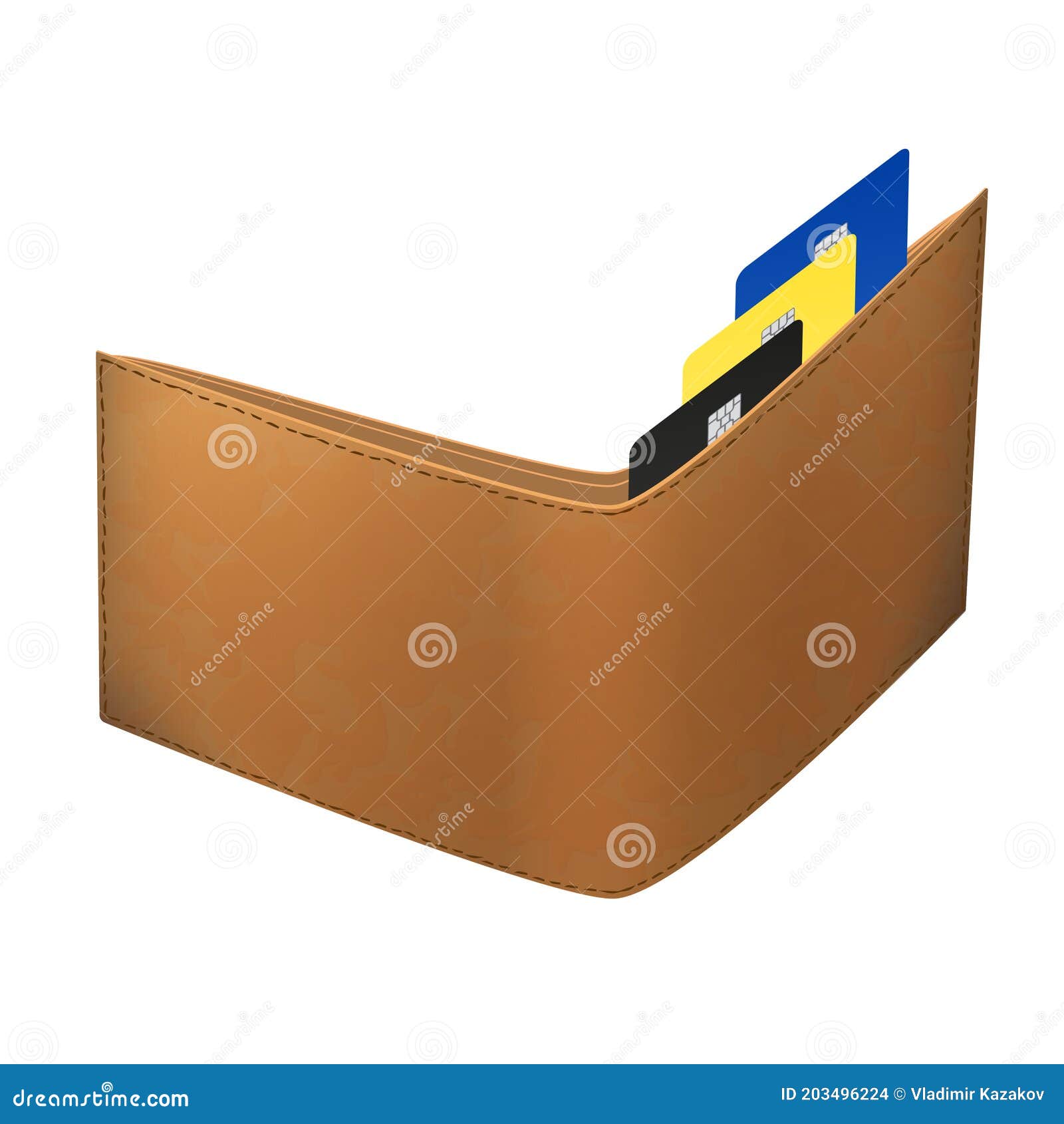 Realistic Leather Wallet with Bank Plastic Cards Isolated on White ...