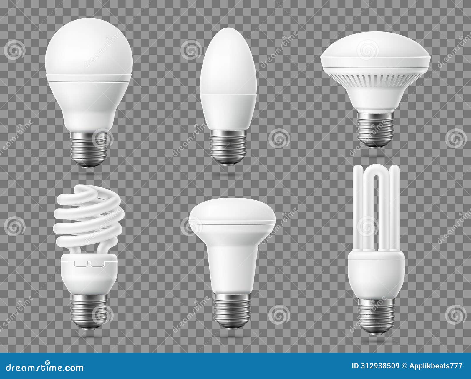 Realistic Led Light Bulb. Modern Energy Saving Lamps, 3d Fluorescent ...