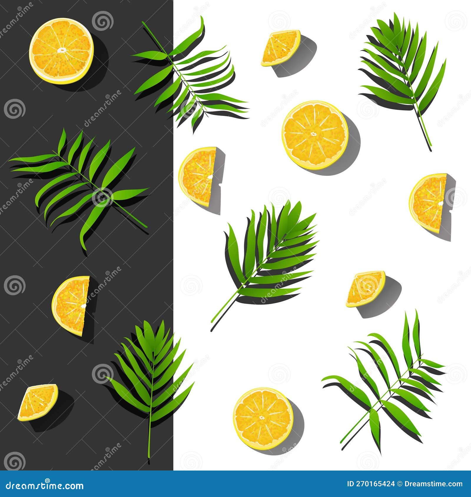 Realistic Lemon and Palm Leaves Beach Summer Square Background Vector ...