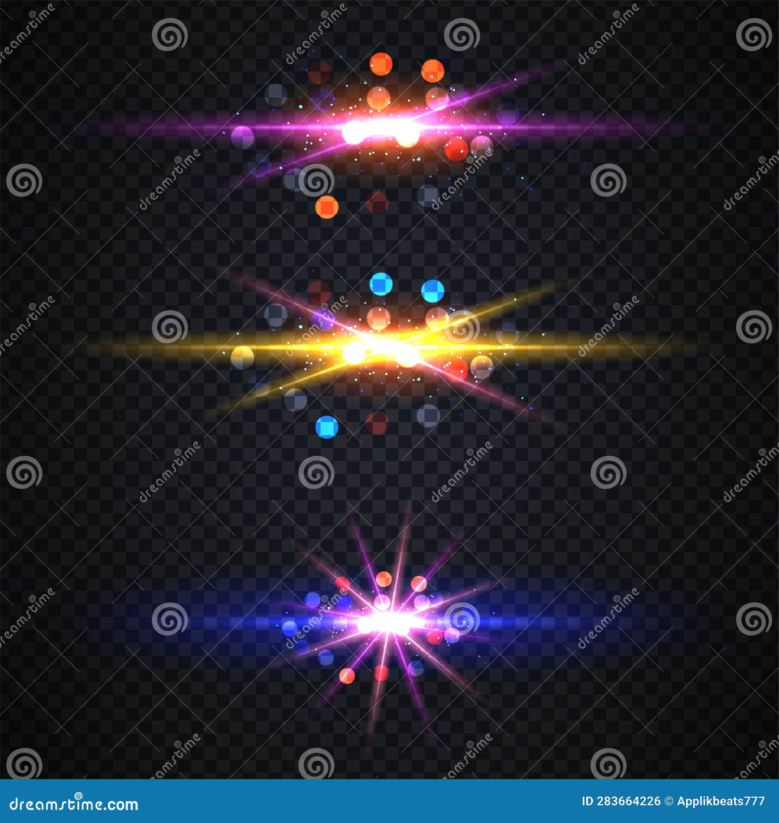 Realistic Lens Flare Elements Collection Stock Vector - Illustration of realistic, design: 283664226