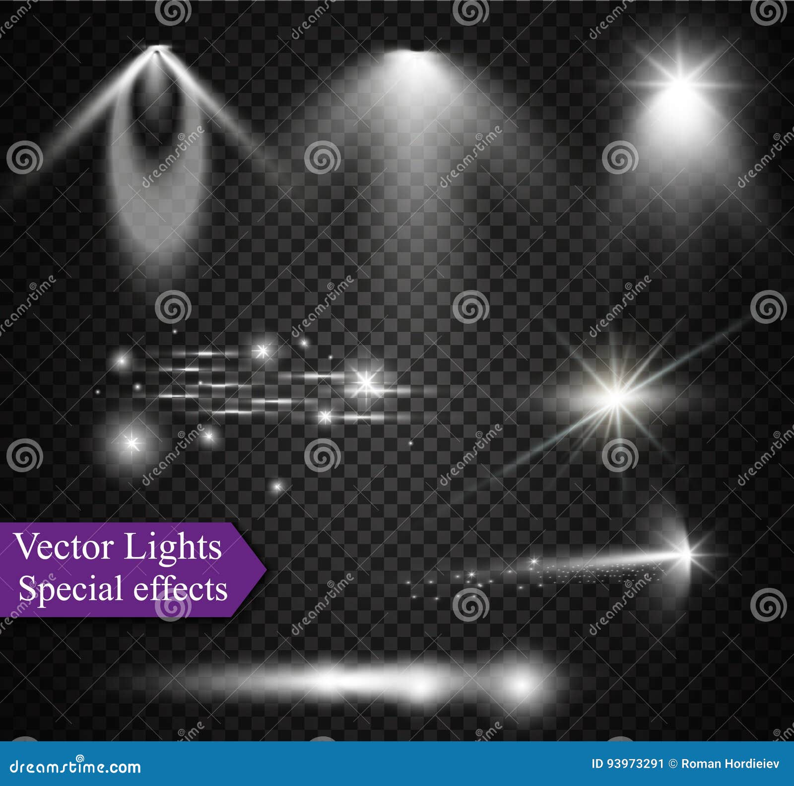 Realistic Lens Flare Elements Collection. Light Effect Transparent ...