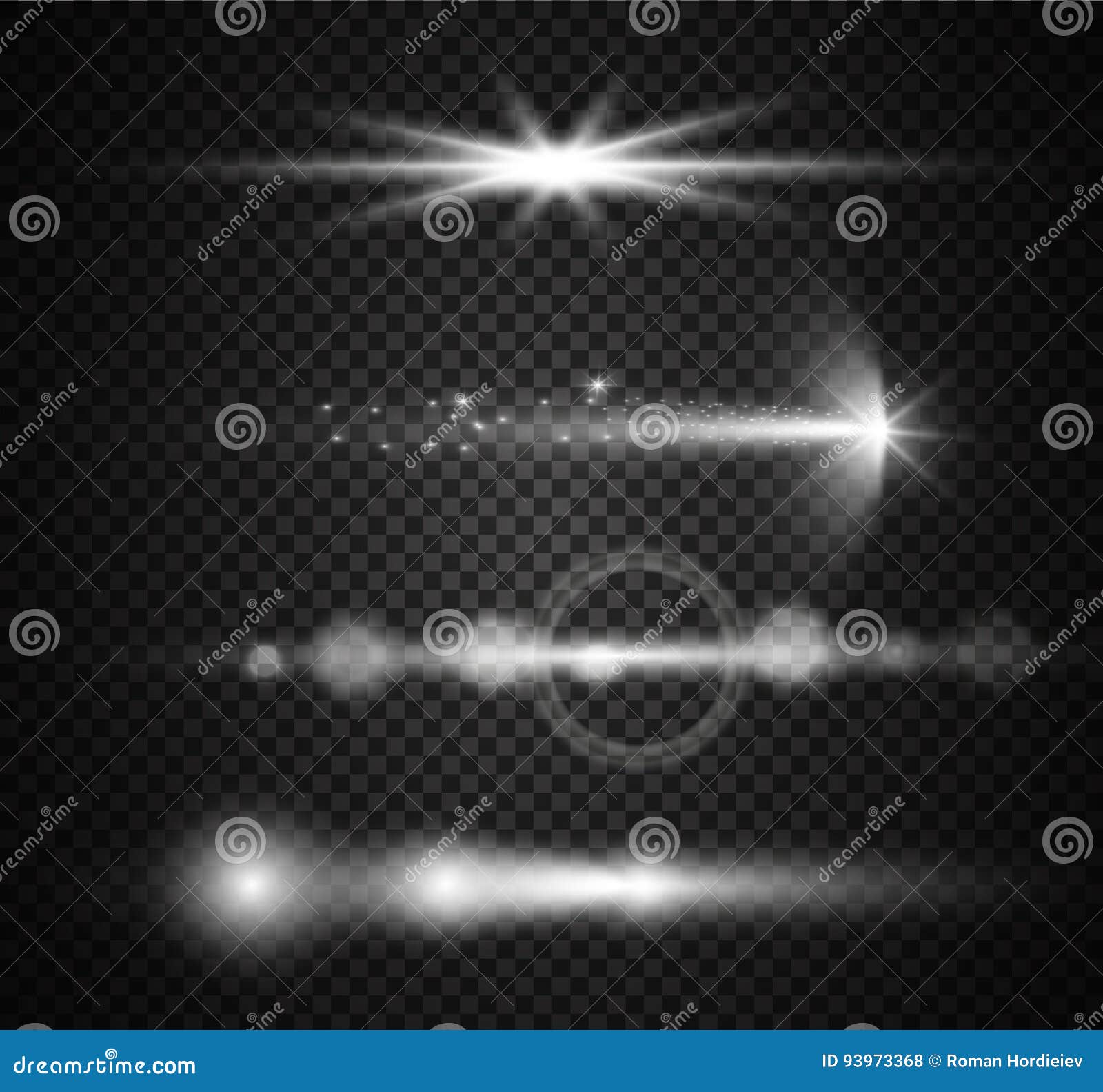 Realistic Lens Flare Elements Collection. Light Effect Transparent ...