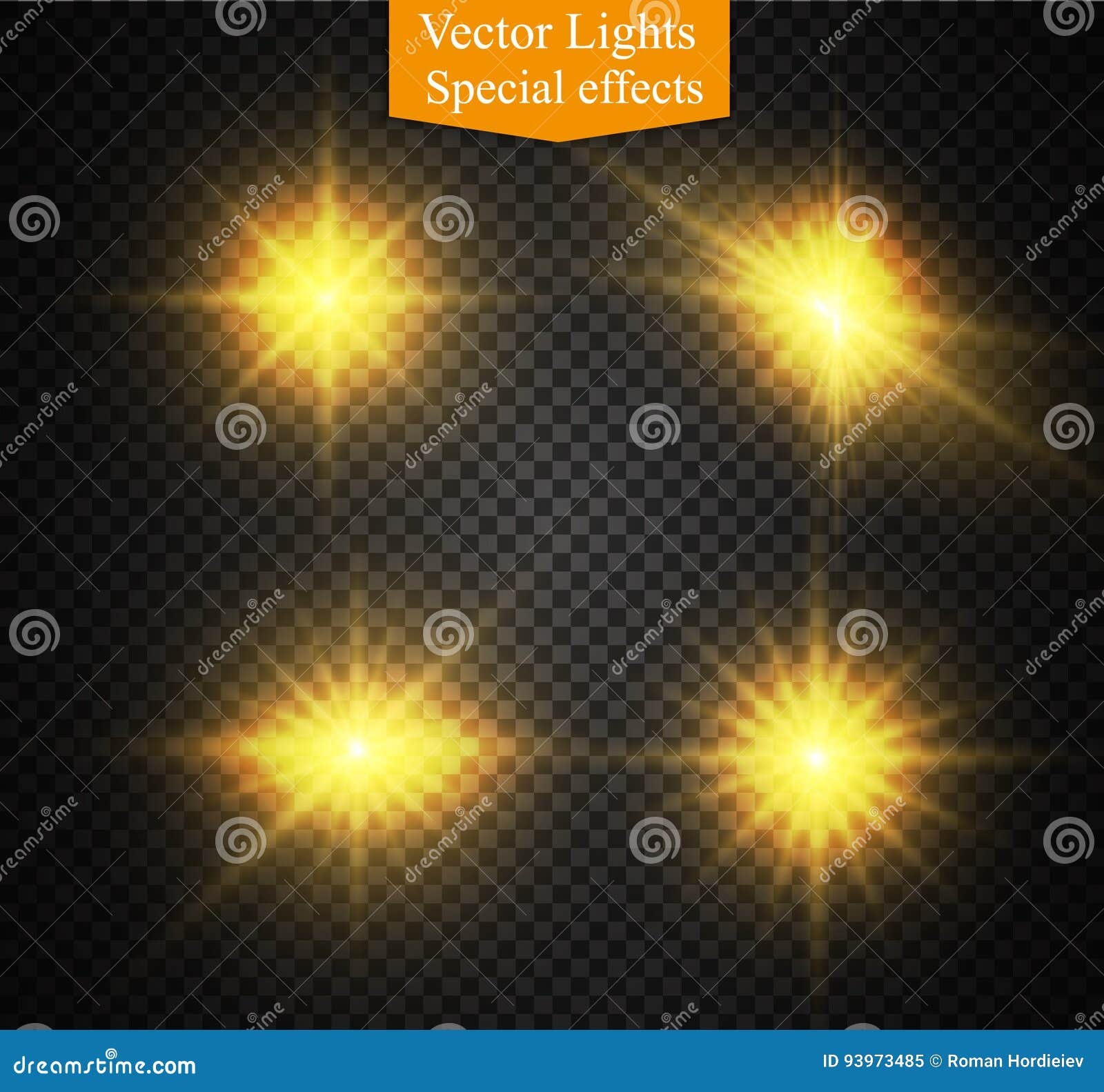 Realistic Lens Flare Elements Collection. Light Effect Transparent ...