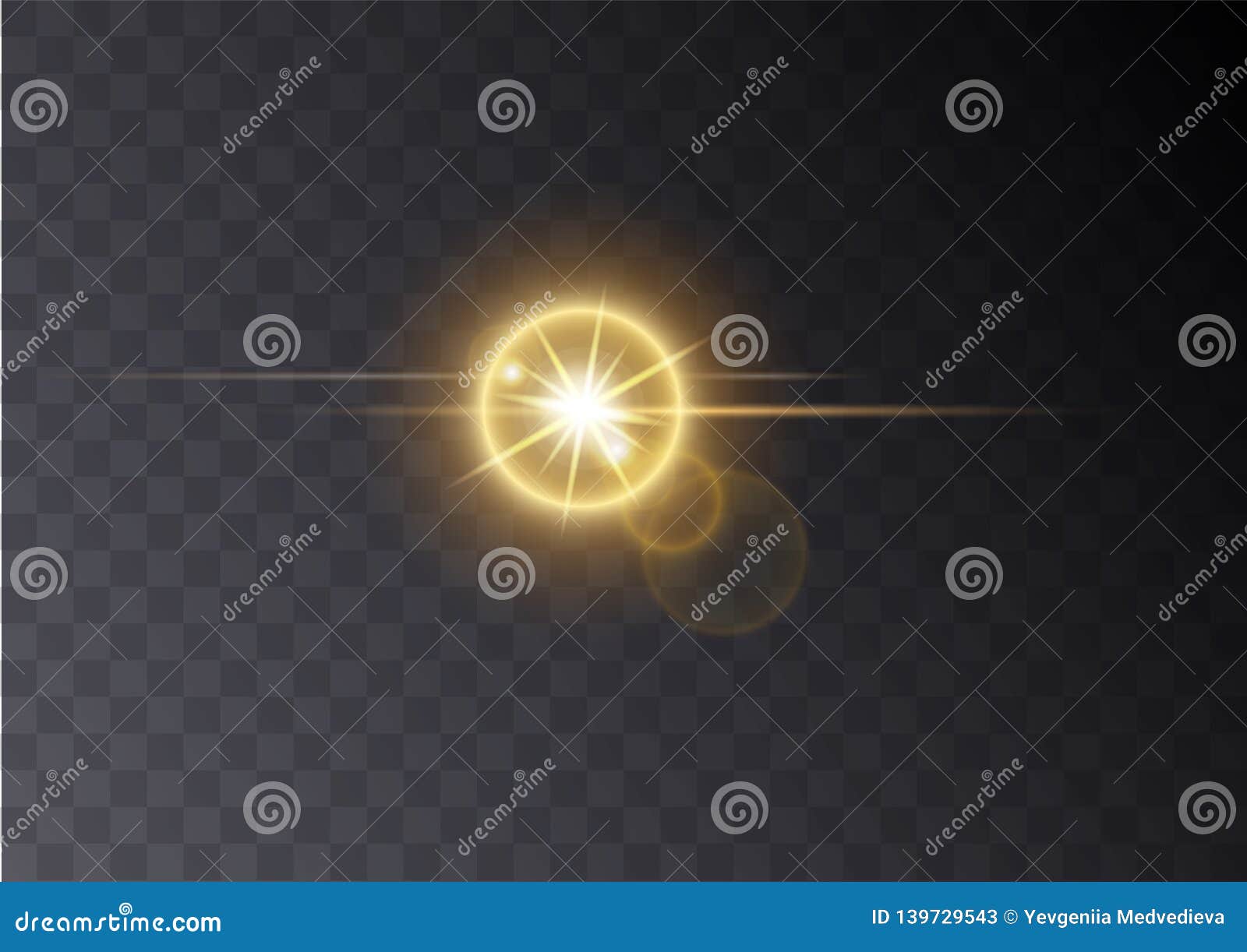 Realistic Lens Flare Light Effect On Transperent Background. Glowing ...