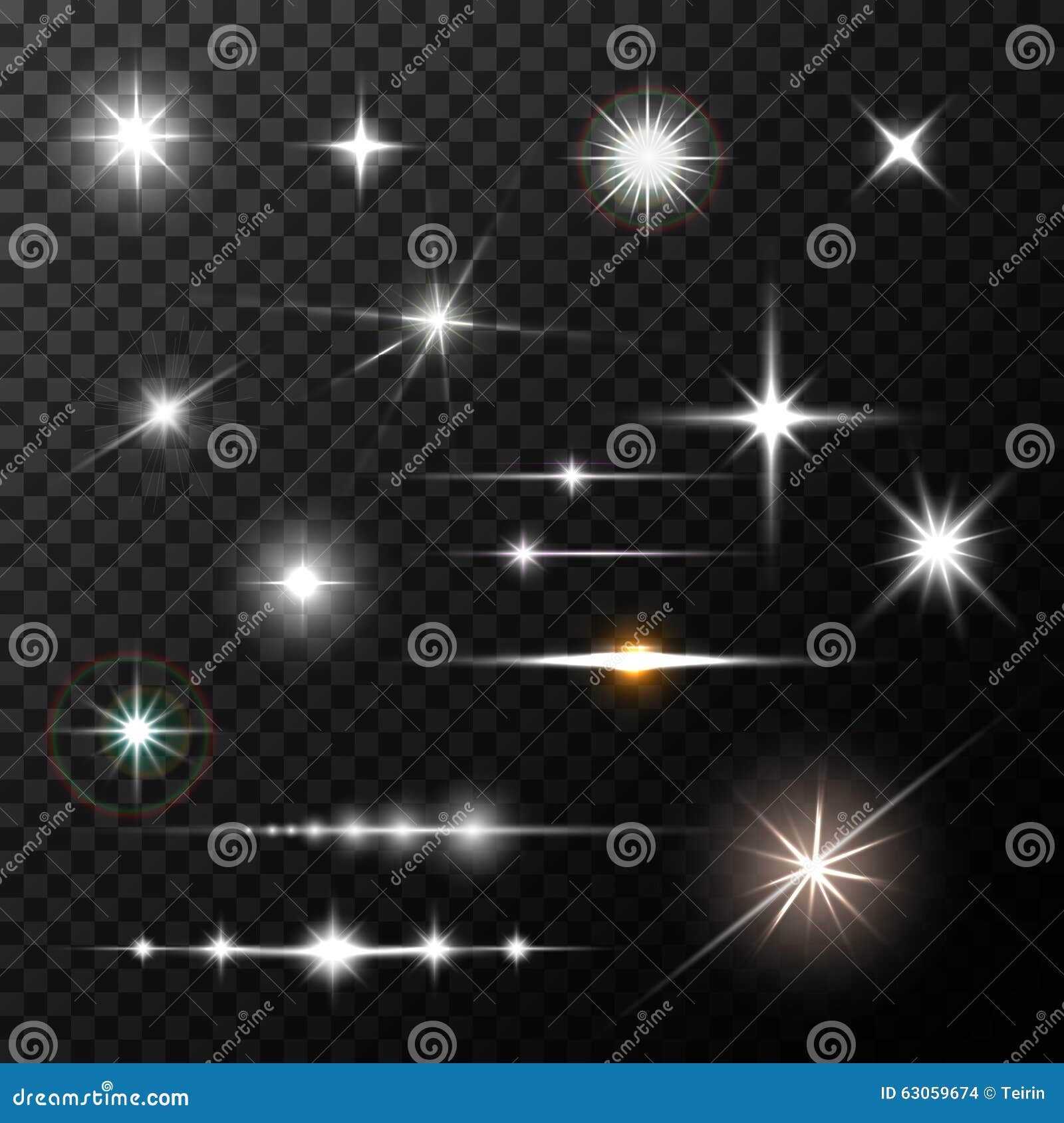 Realistic Lens Flares Star Lights and Glow White Stock Illustration ...