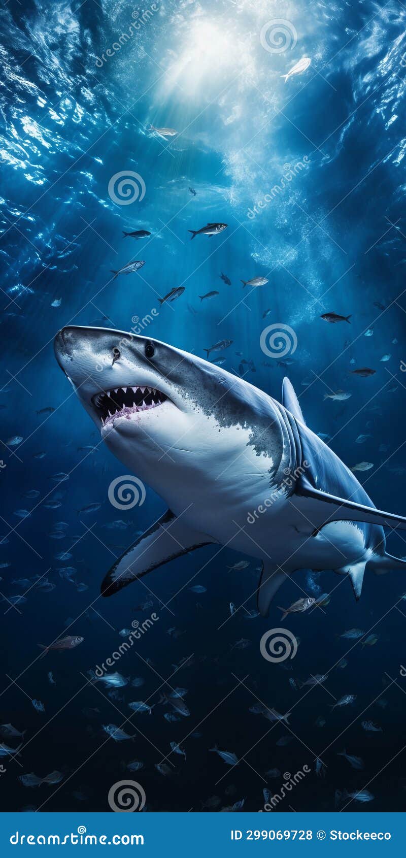 Realistic Lifelike Rendering of a Powerful Shark in the Ocean Stock ...