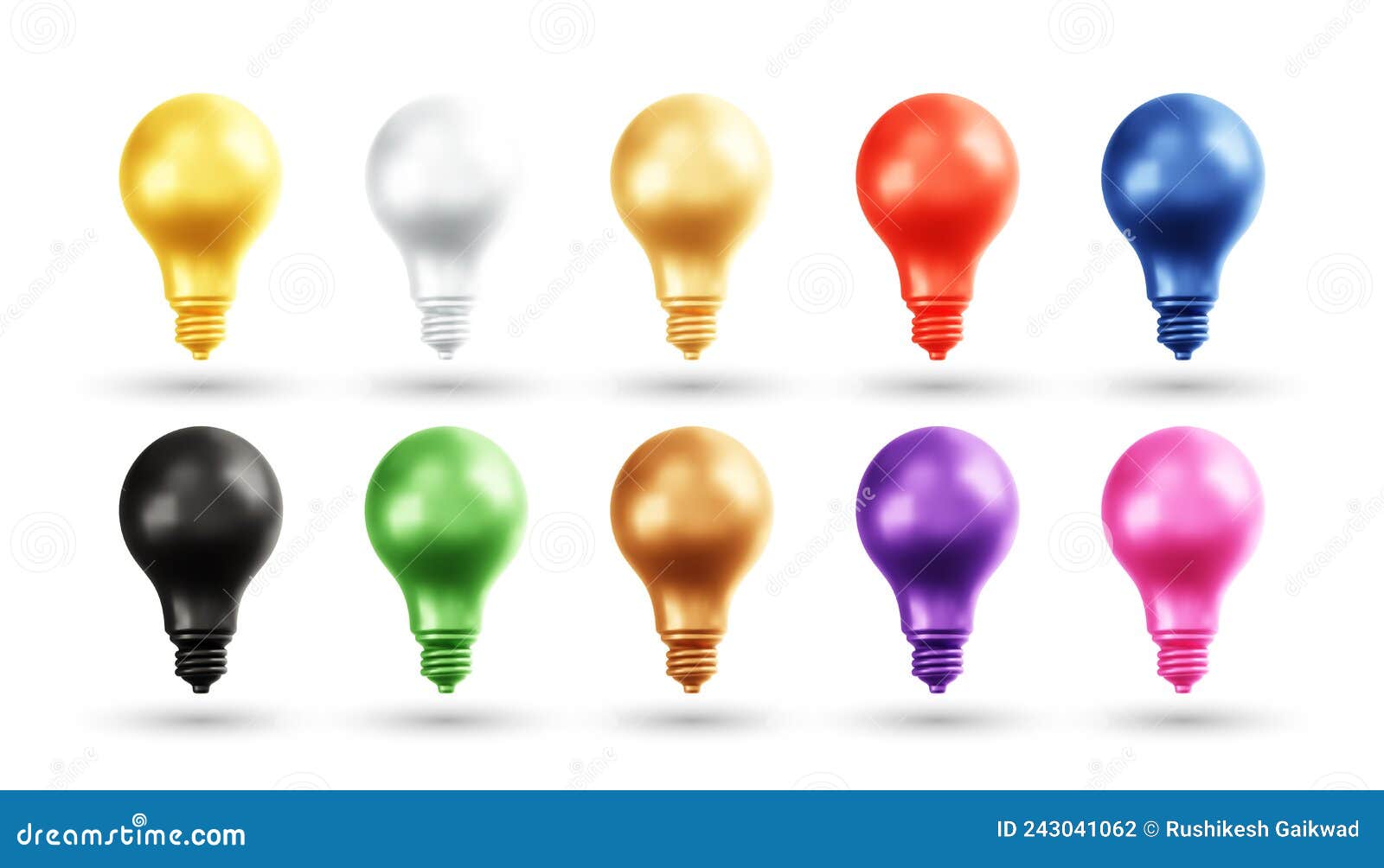 Realistic Light Bulb Set 3d Vector Stock Vector - Illustration of idea ...