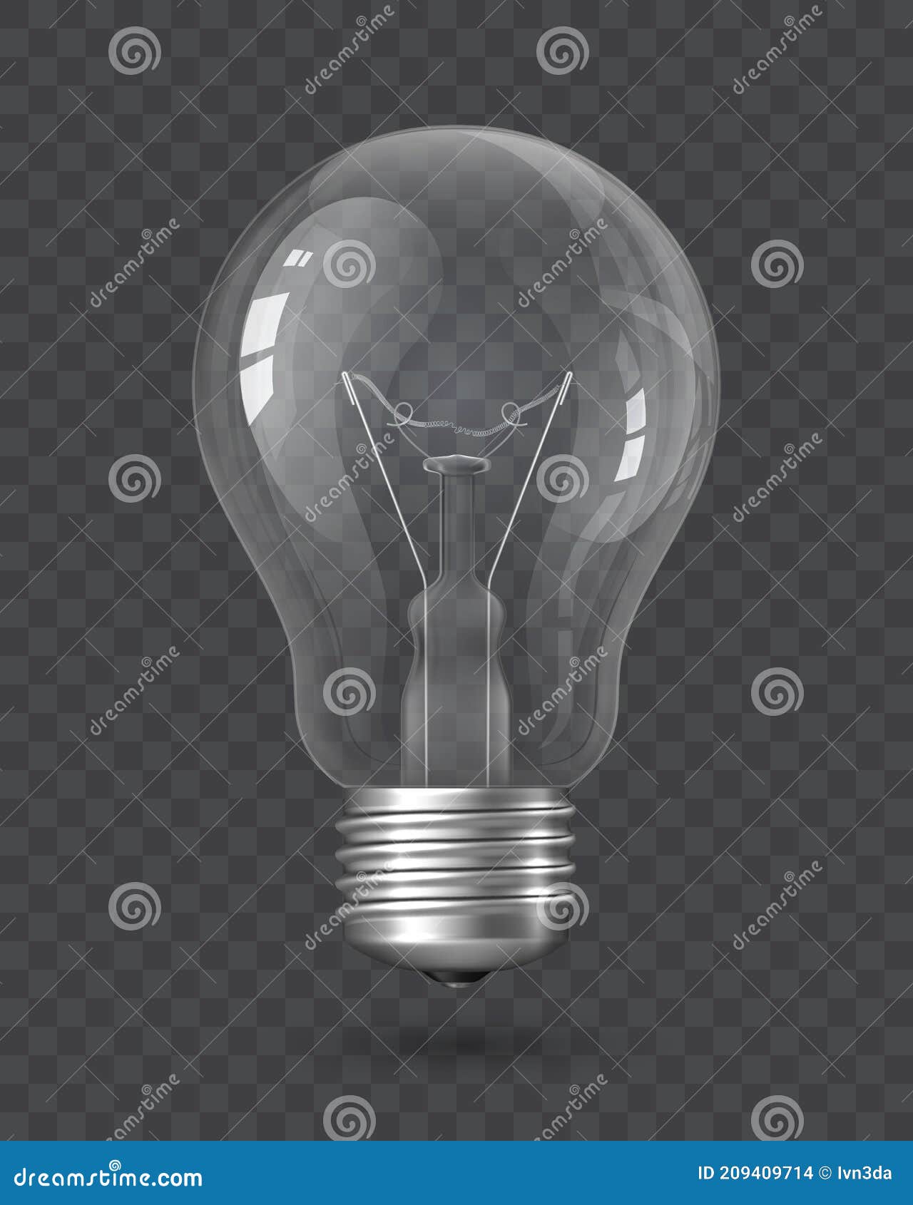 Realistic Light Bulb with Transparency Isolated on a Checkered ...