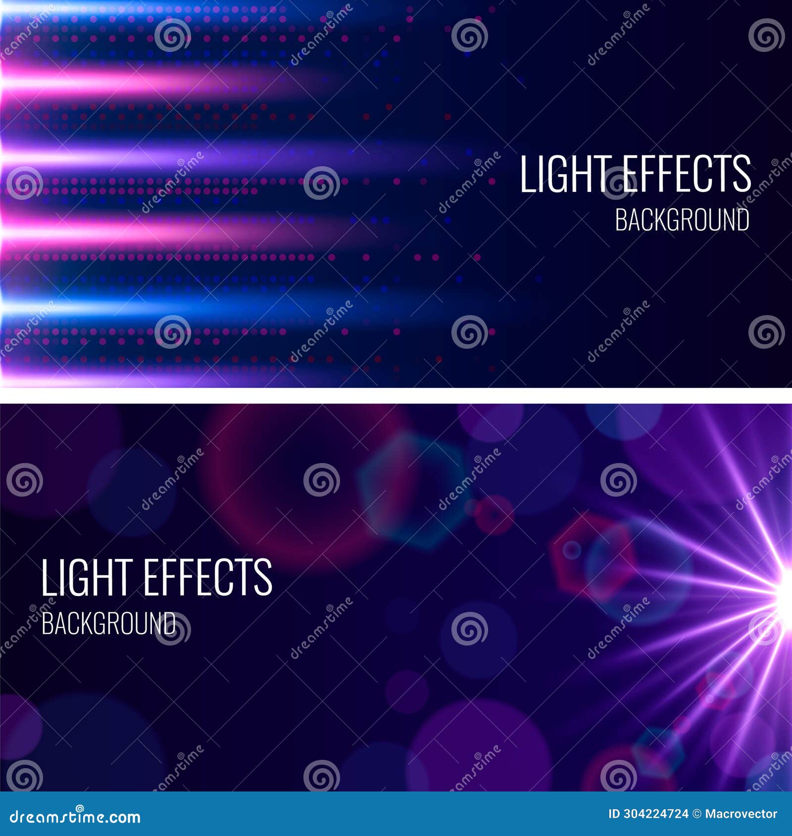 Realistic Light Effects Banner Set Stock Illustration - Illustration of ...