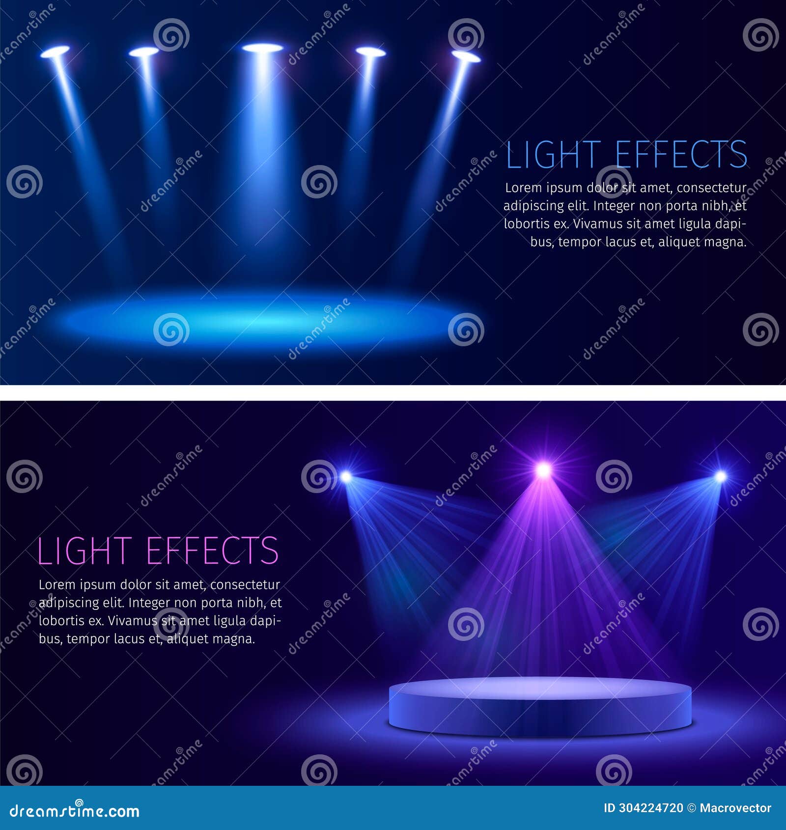 Realistic Light Effects Banner Set Stock Illustration - Illustration of ...