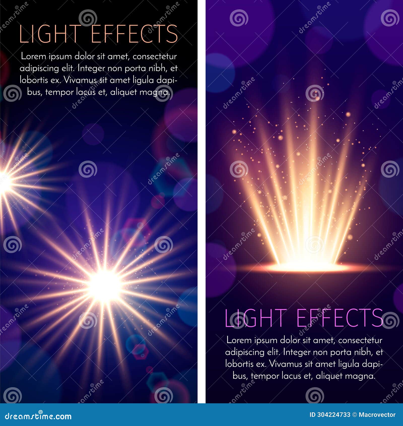 Realistic Light Effects Banner Set Stock Illustration - Illustration of ...