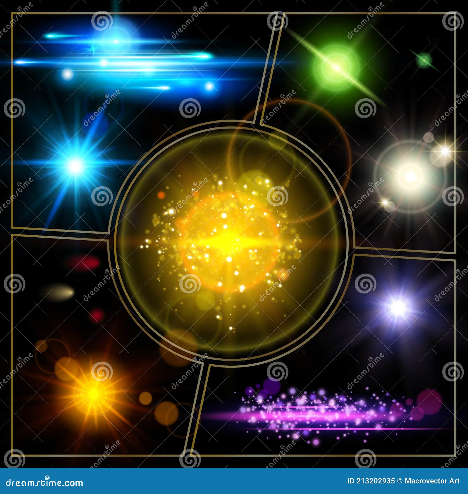 Realistic Light Effects Composition Stock Vector - Illustration of ...