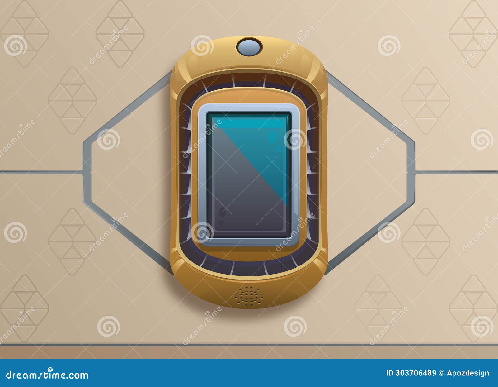 Realistic Lightbox with Glass Panel or Touch Screen in Retro Futurism ...