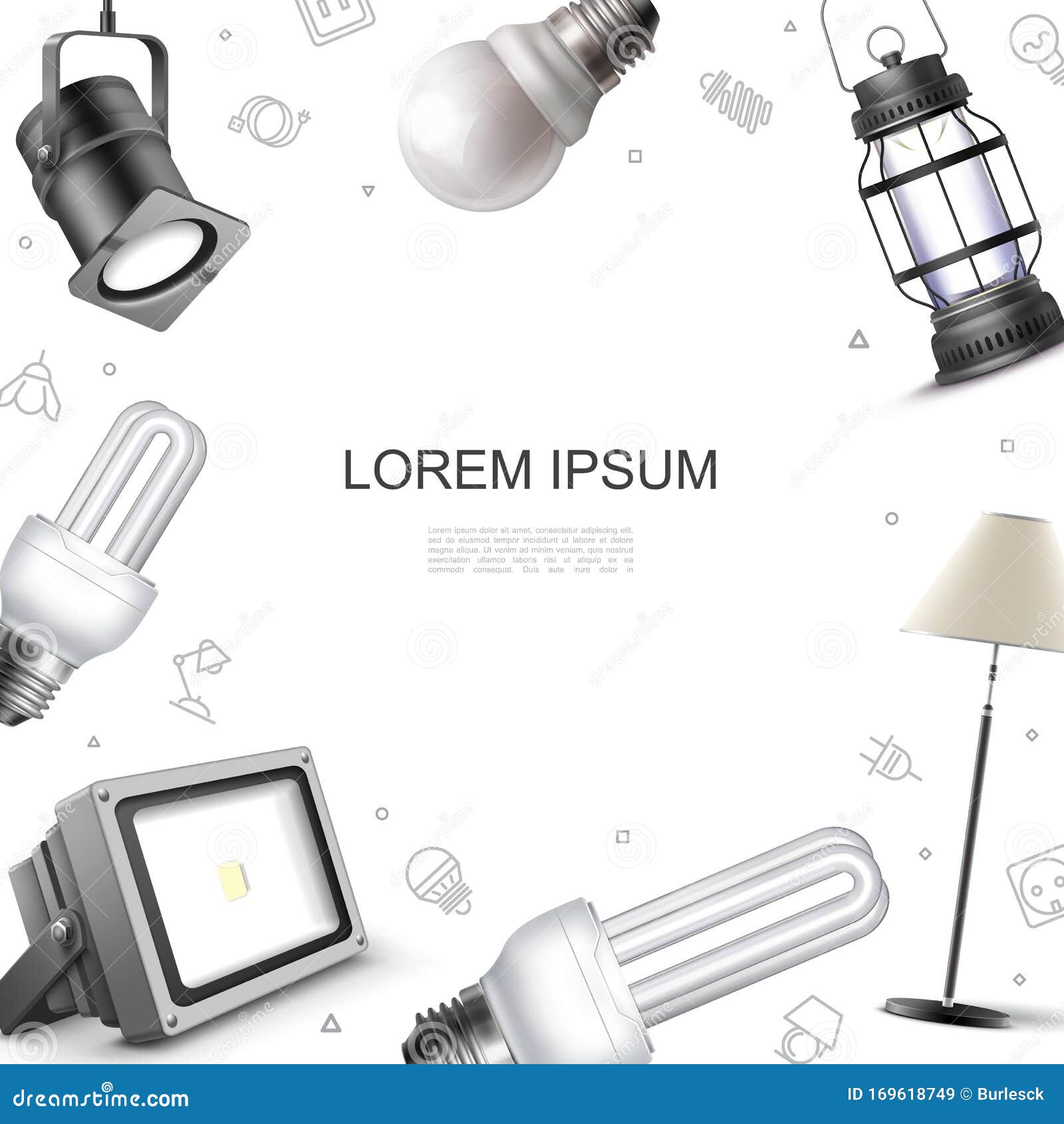 Realistic Lighting Elements Template Stock Vector - Illustration of ...