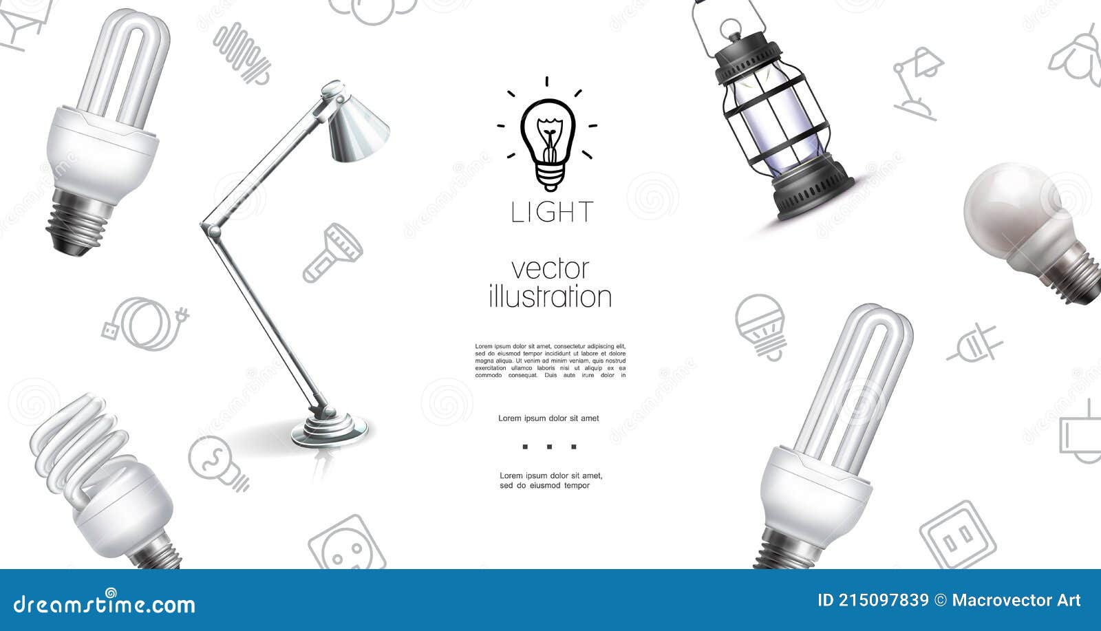 Realistic Lighting Objects Template Stock Vector - Illustration of ...